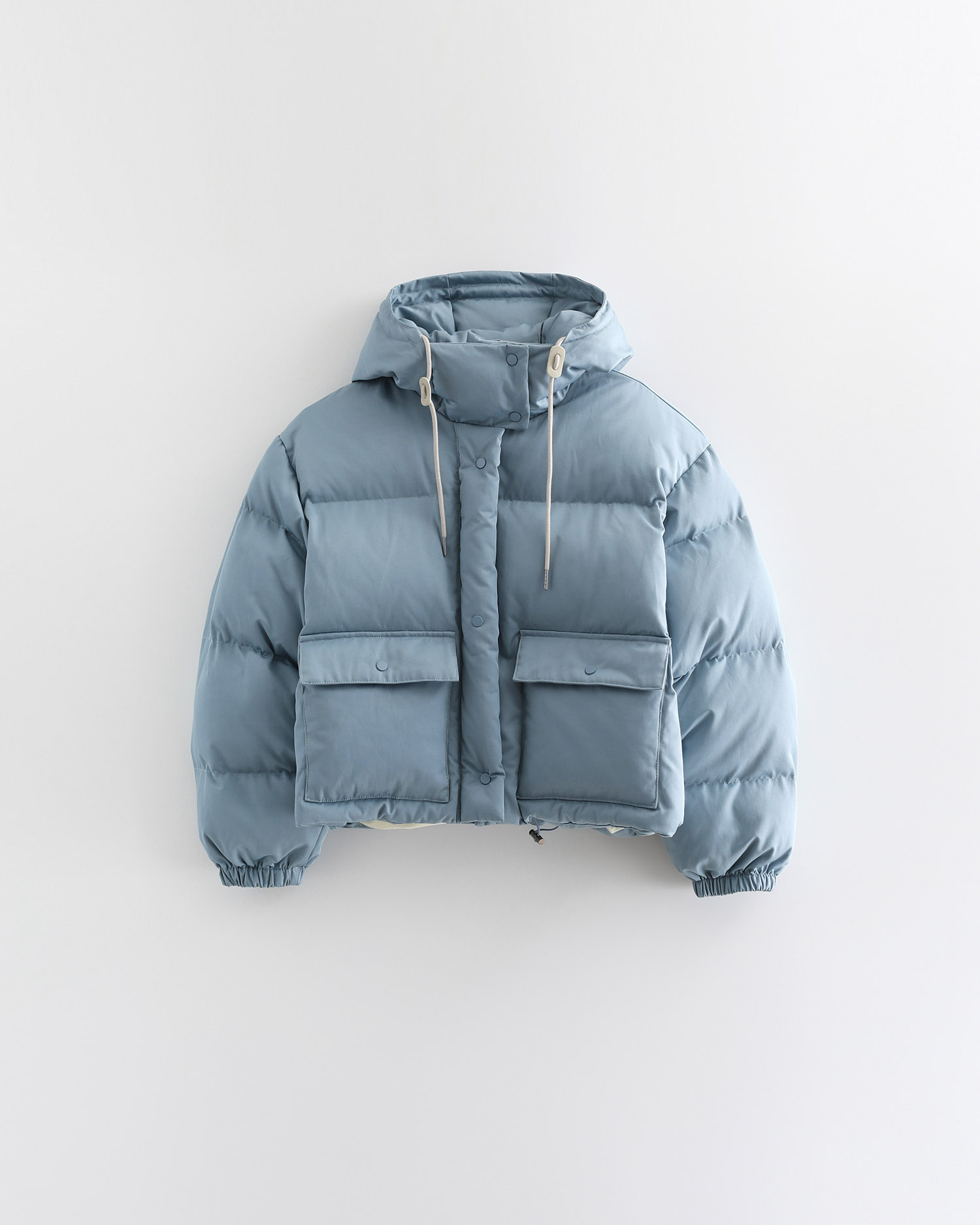 String Hoodie Crop Padding_Sky Blue - noregret