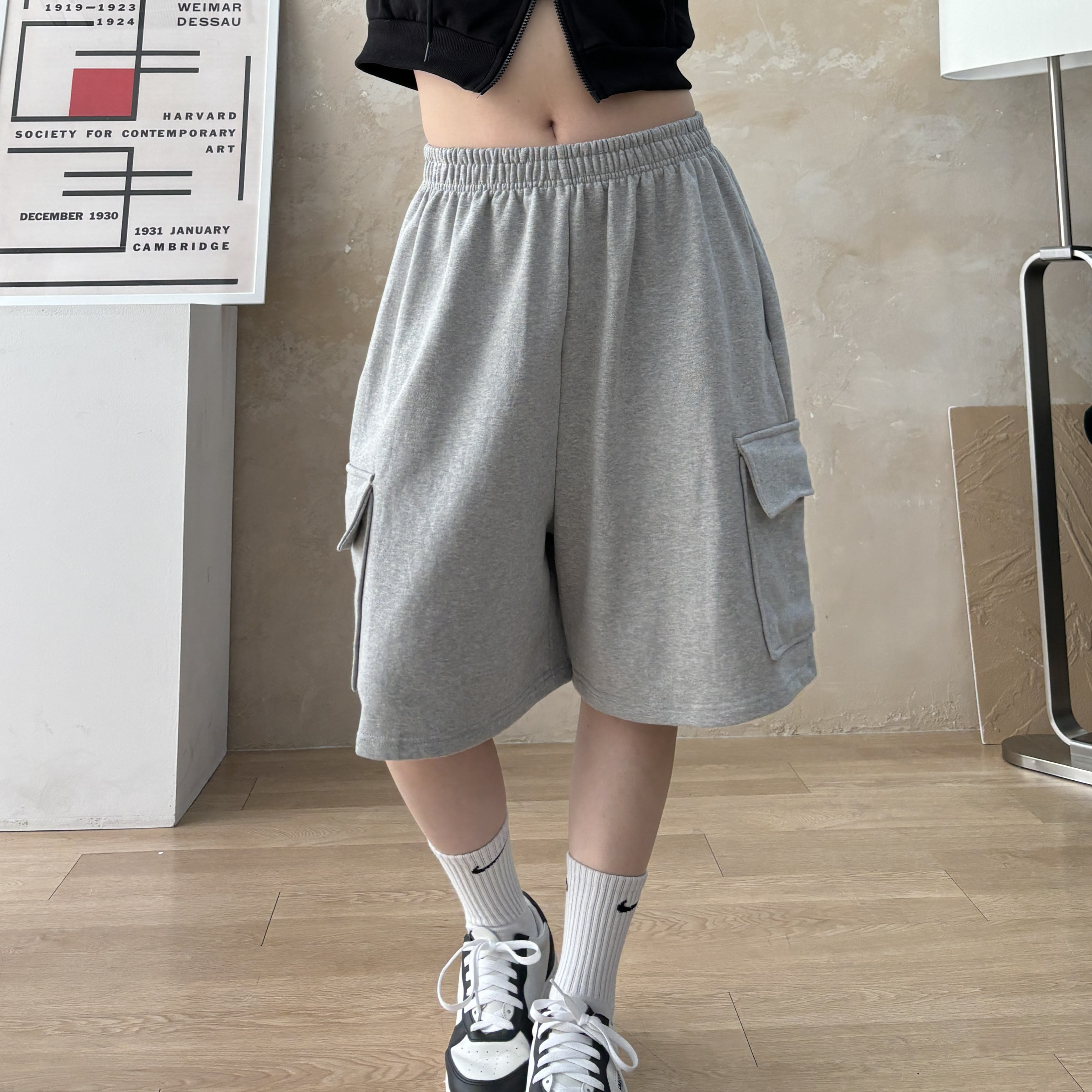 [빅사이즈/~88] 와이드 버뮤다 카고 하프팬츠 - 식스앤식스