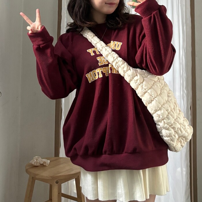 [~77/상비추천] 컬리지 배색 후리스 맨투맨 - 식스앤식스