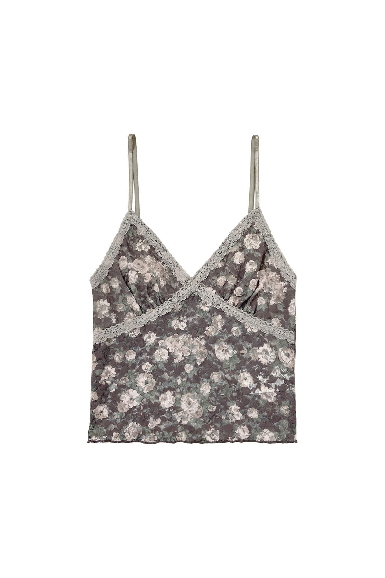 FLORAL LACE CAMI TOP (BROWN) - toomuchtax