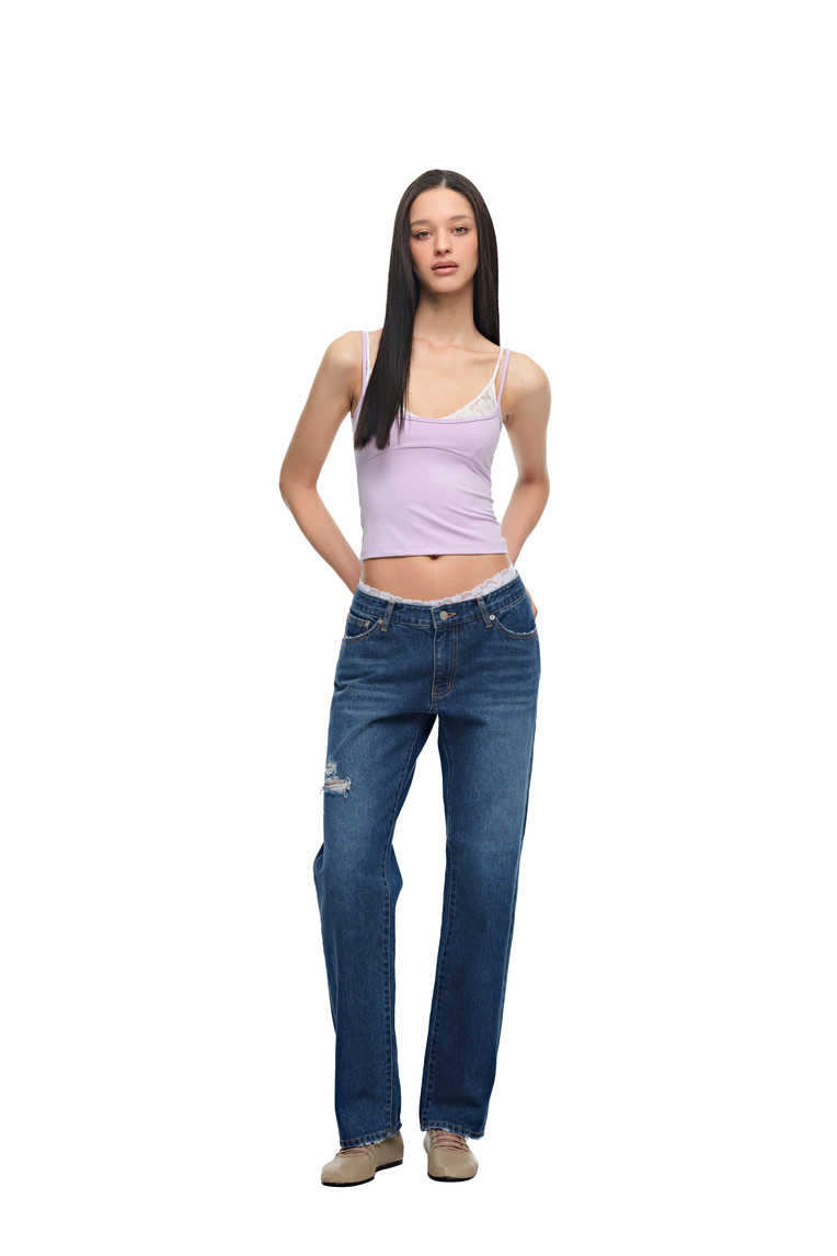 BRA-LAYERED SLEEVELESS TOP (LACE/LAVENDER) - toomuchtax