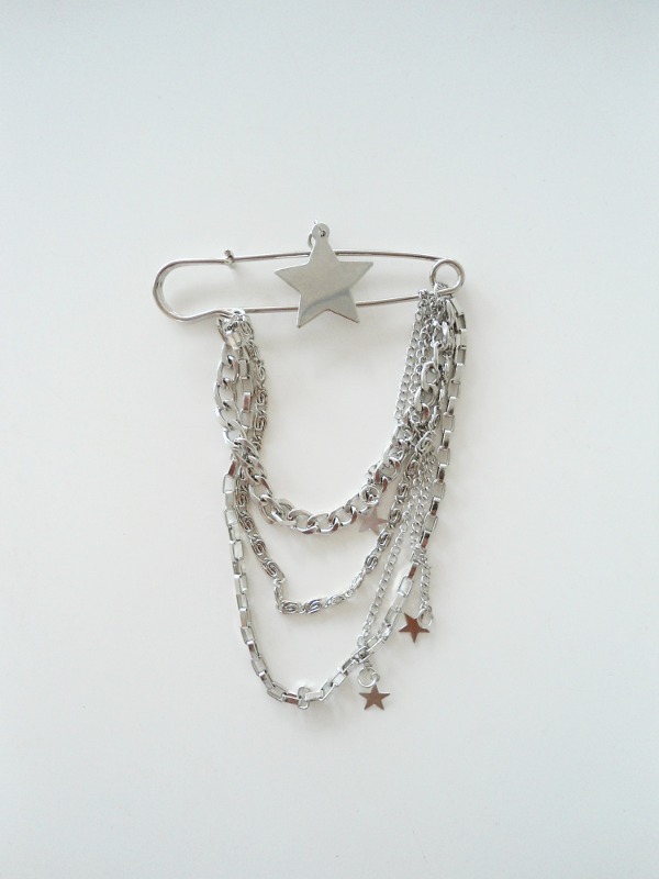 star chain brooch pin - hippiedippy 히피디피