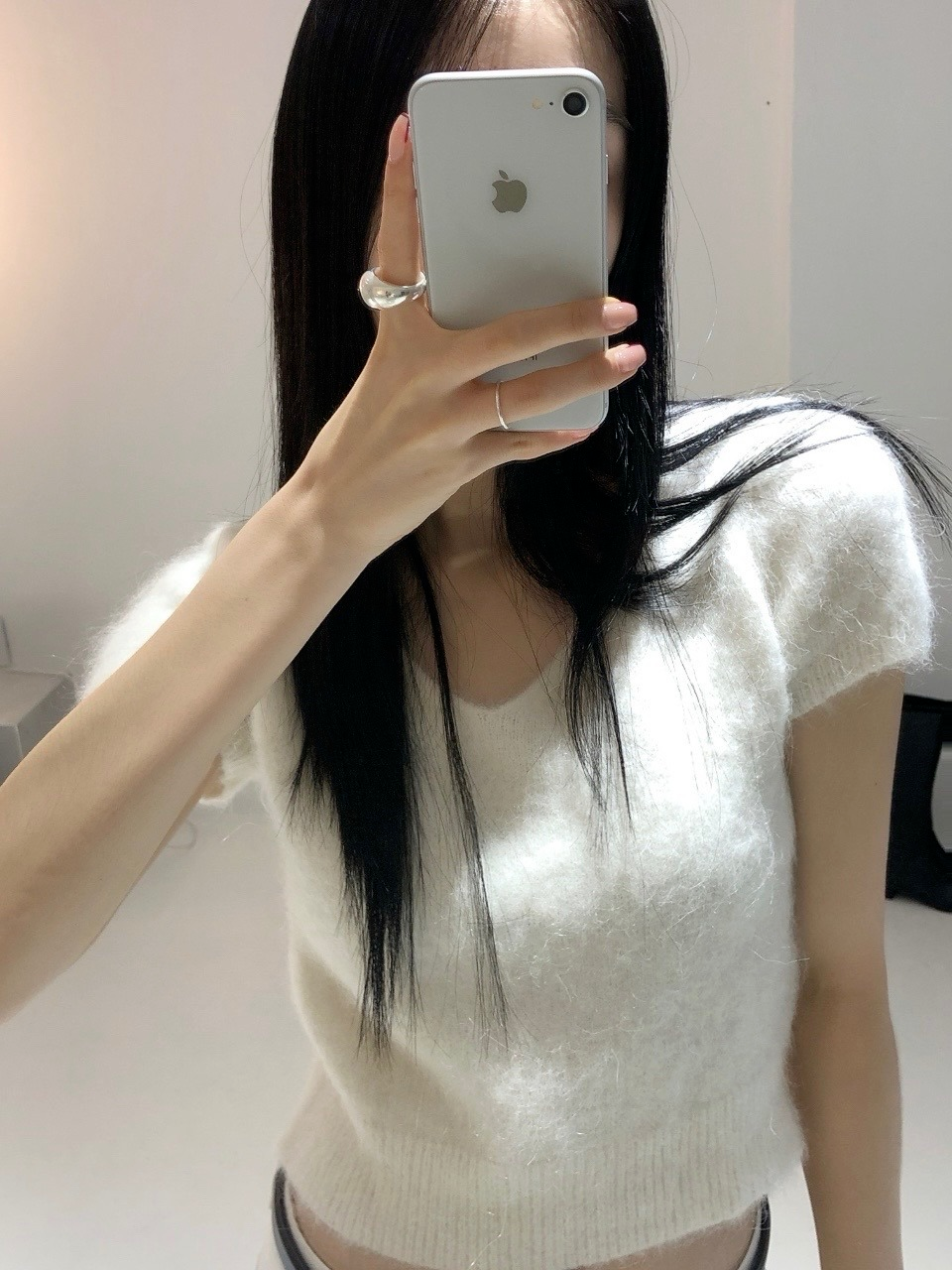 바로배송 / Angora short-sleeved knitwear | RE M U