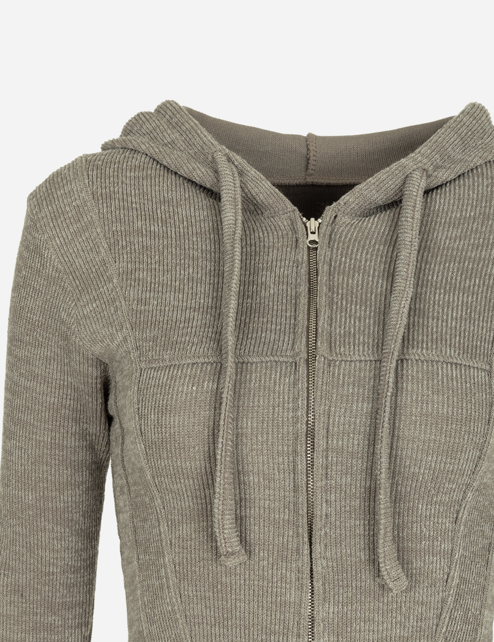 RIBBED TWO-WAY HOODED ZIPPER JACKET - AEED