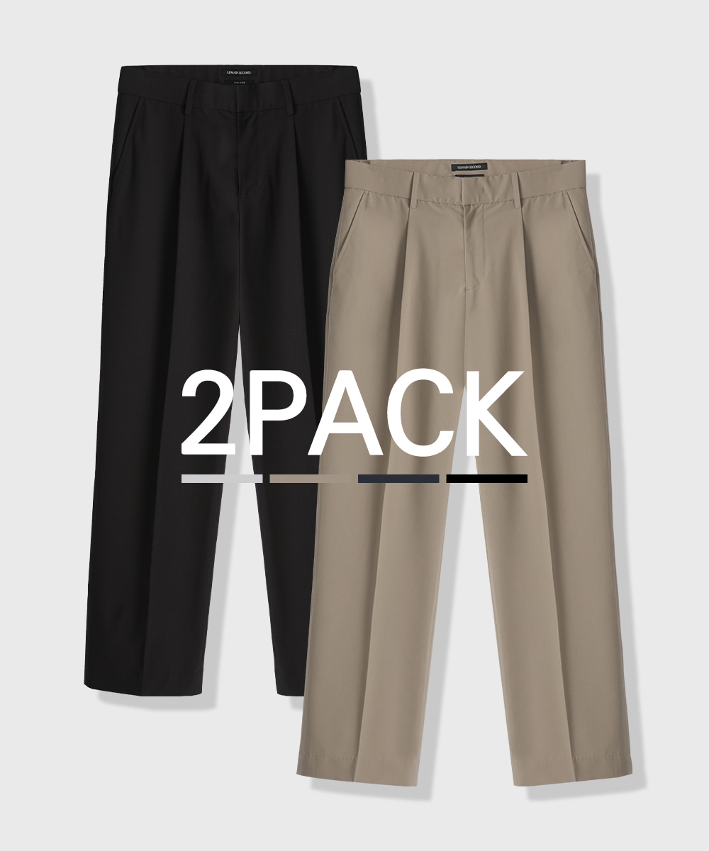 [2PACK] 원턱 세미 와이드 히든 밴딩 슬랙스_4color - LEMAIN SECOND