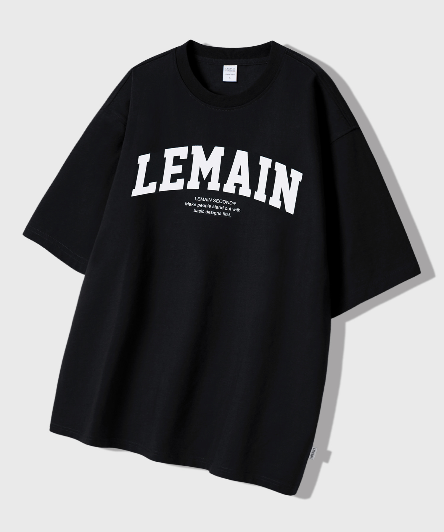 시그니처 아치 로고 오버핏 반팔 티_Black - LEMAIN SECOND