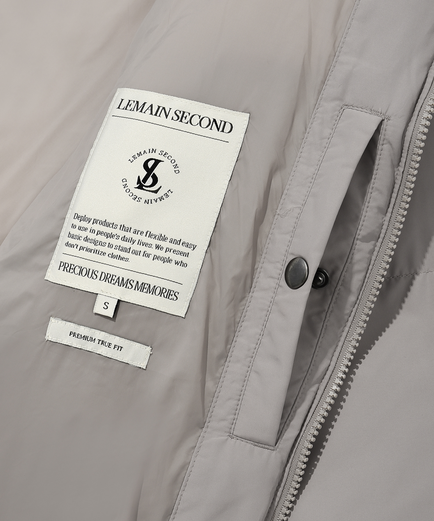 에센셜 2WAY 오버핏 푸퍼 숏 패딩 자켓 Gray | LEMAIN SECOND