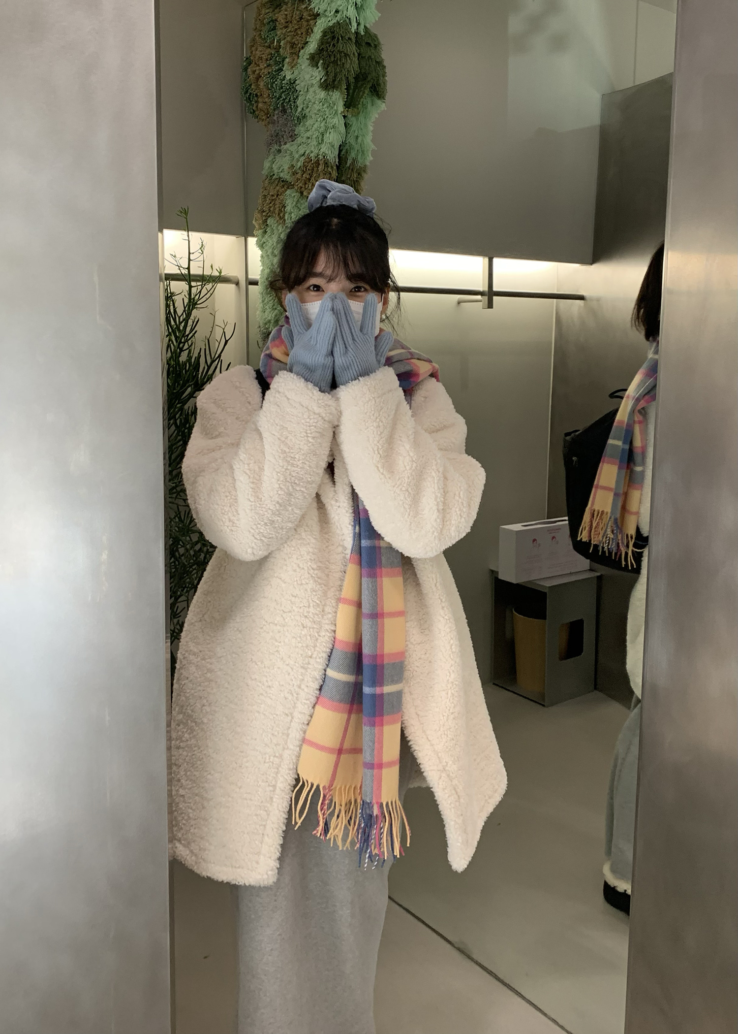 Pink check muffler - MONOA