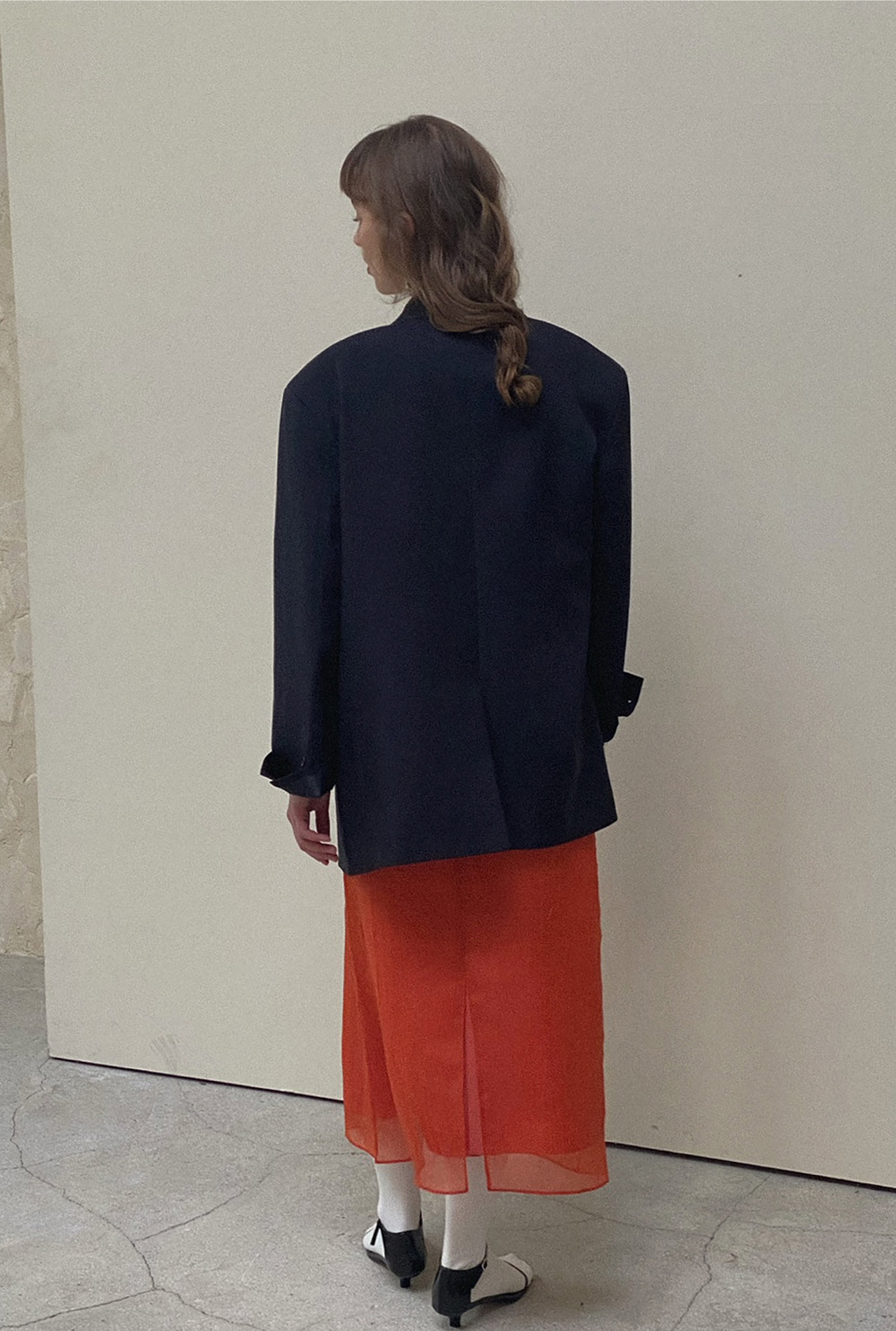 Mar silky texture skirt_Orange - MONOA