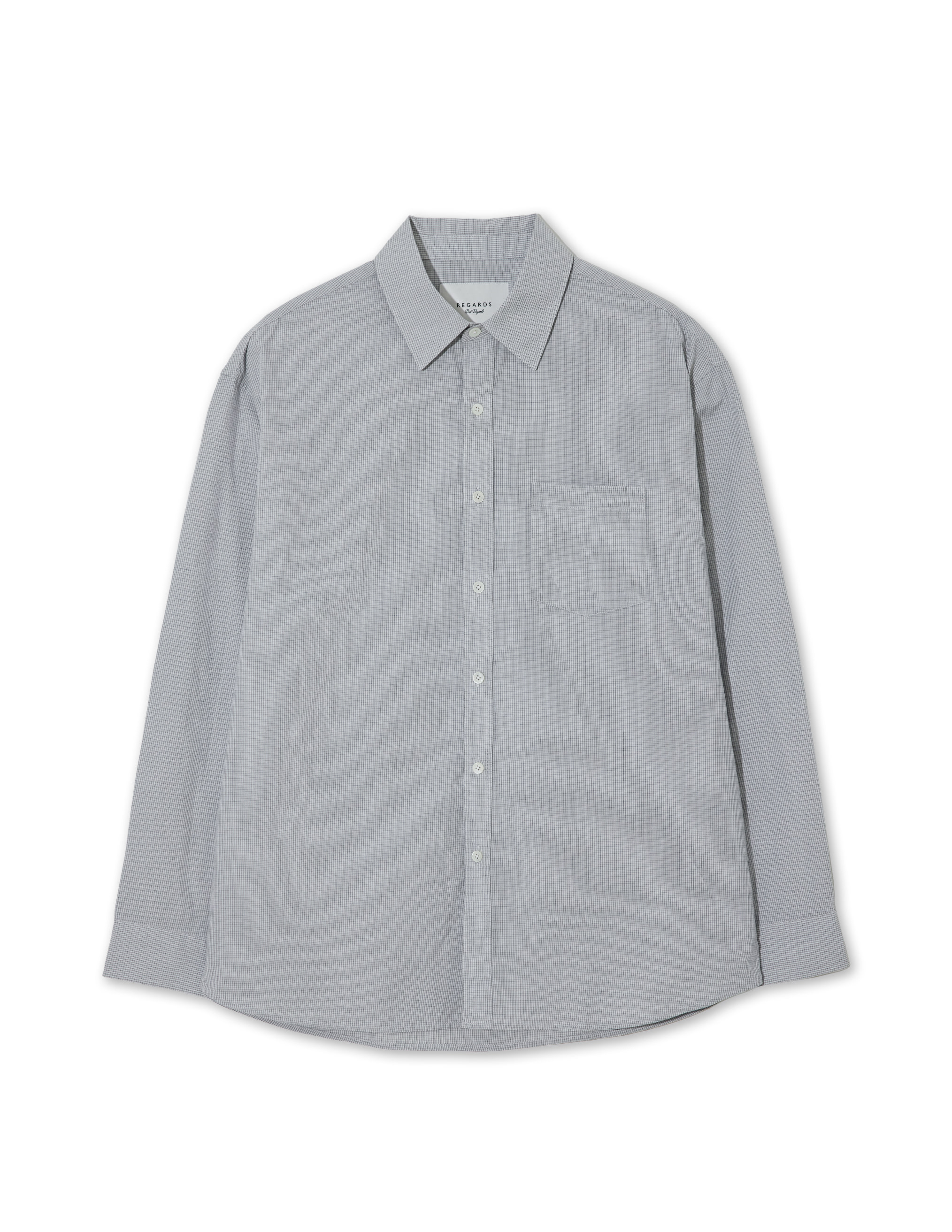 리가즈 Micro Check Officer Shirt - Gray - Regards