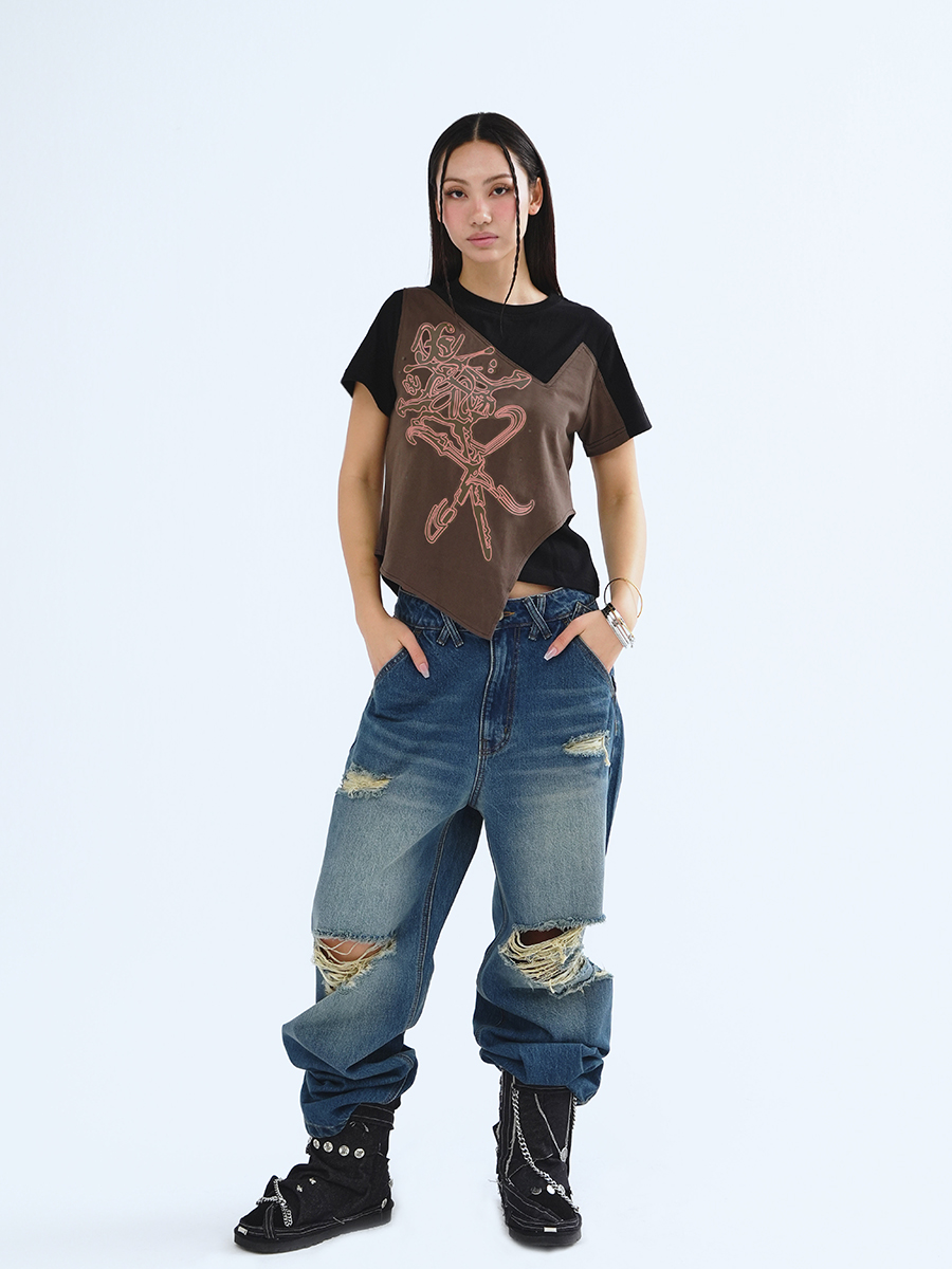 TORN PATCH SWORD TEE KHAKI - NYXX