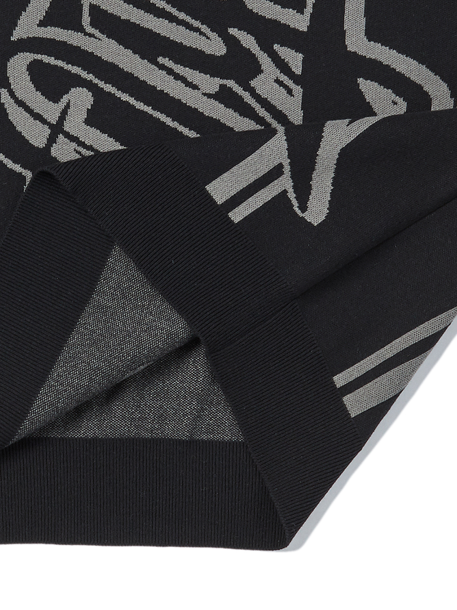 JACQUARD LOGO KNIT VEST BLACK - NYXX