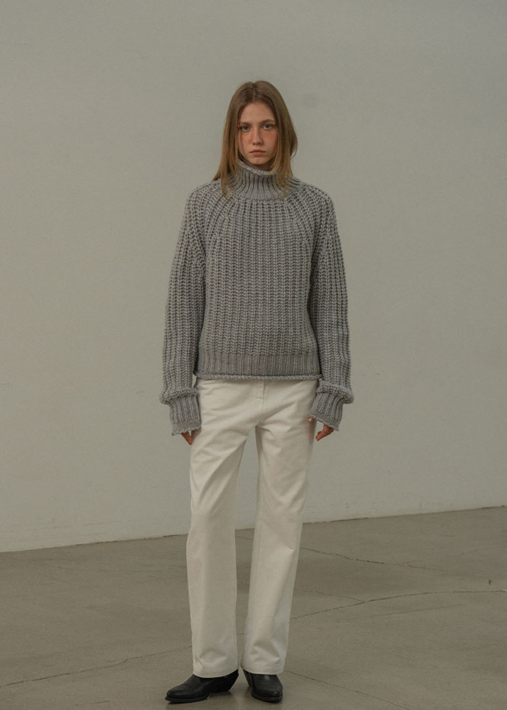 [MORCEAU] Wool Hachi Turtleneck Knit (Grey) - MORCEAU | 리켓