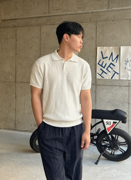 Summer linen hachi collar knit - 위드 Width