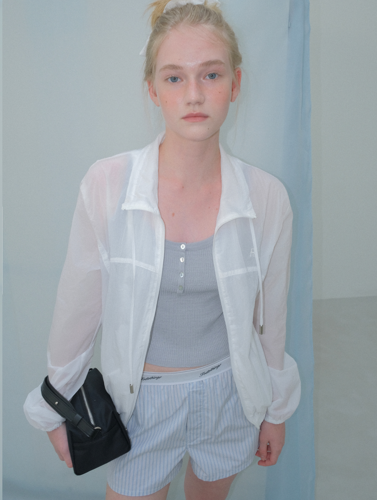 Ro button knit sleeveless - silver grey | 포에토