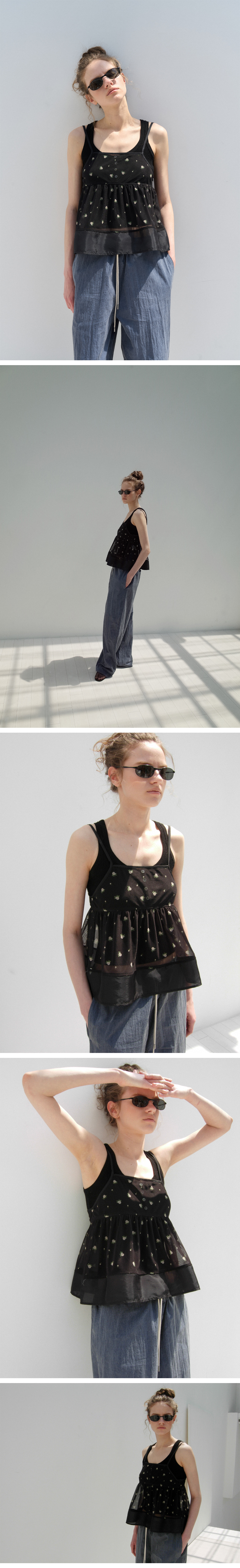 Ro button knit sleeveless - black - 포에토