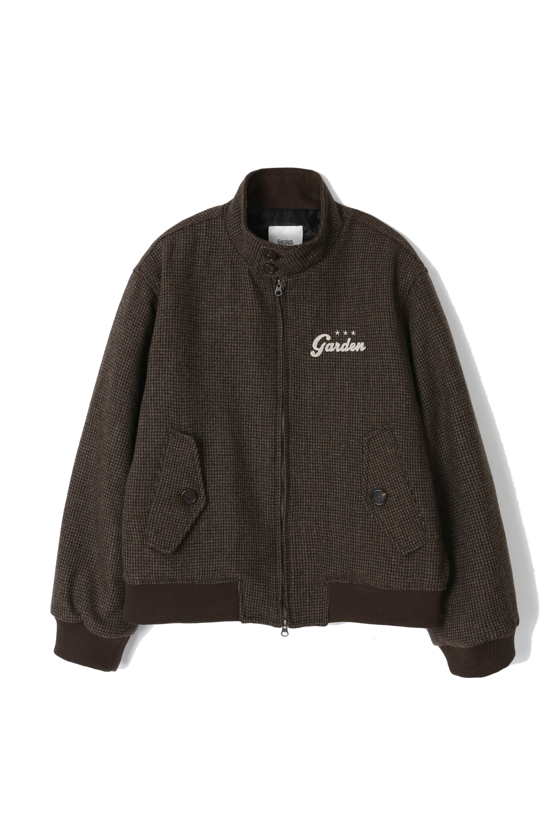 Tweed Harrington Wool Jacket (brown) - Garden express