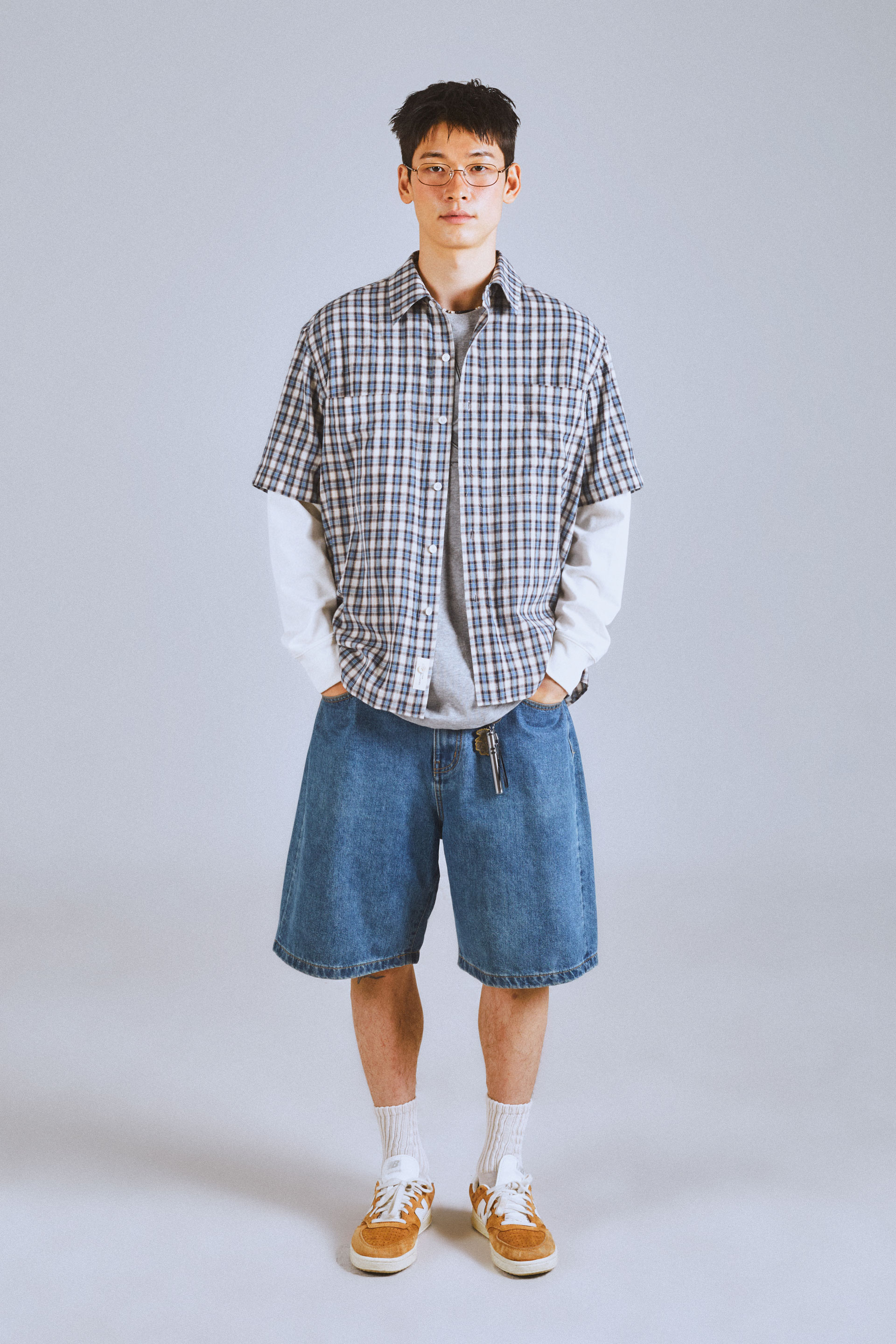 Multi Check half Shirt (blue) - Garden express