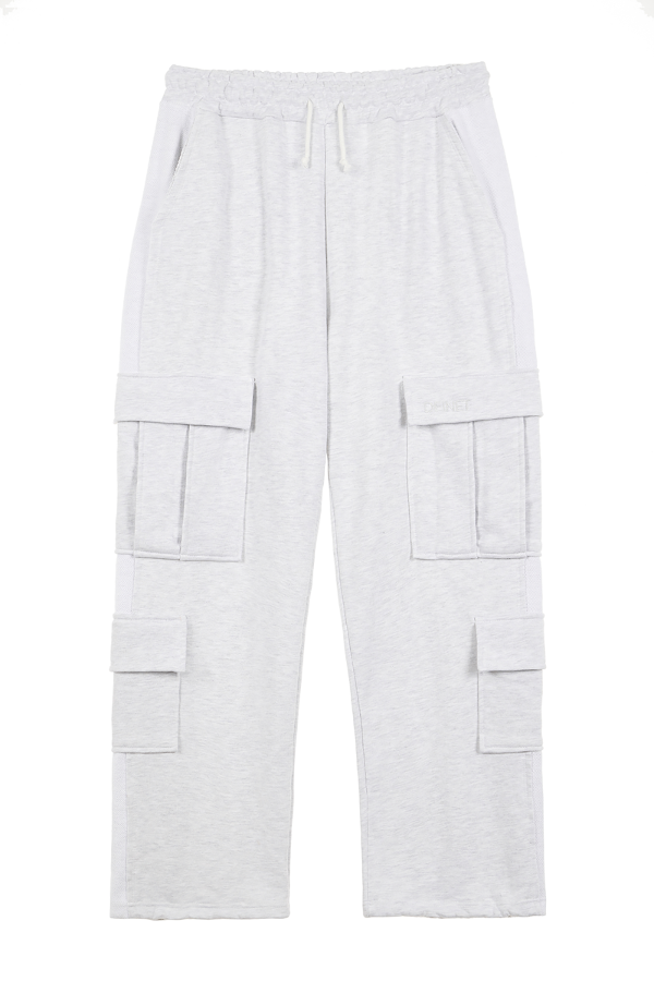 STRING CARGO SWEAT PANTS IN WHITE MELANGE - DEINET