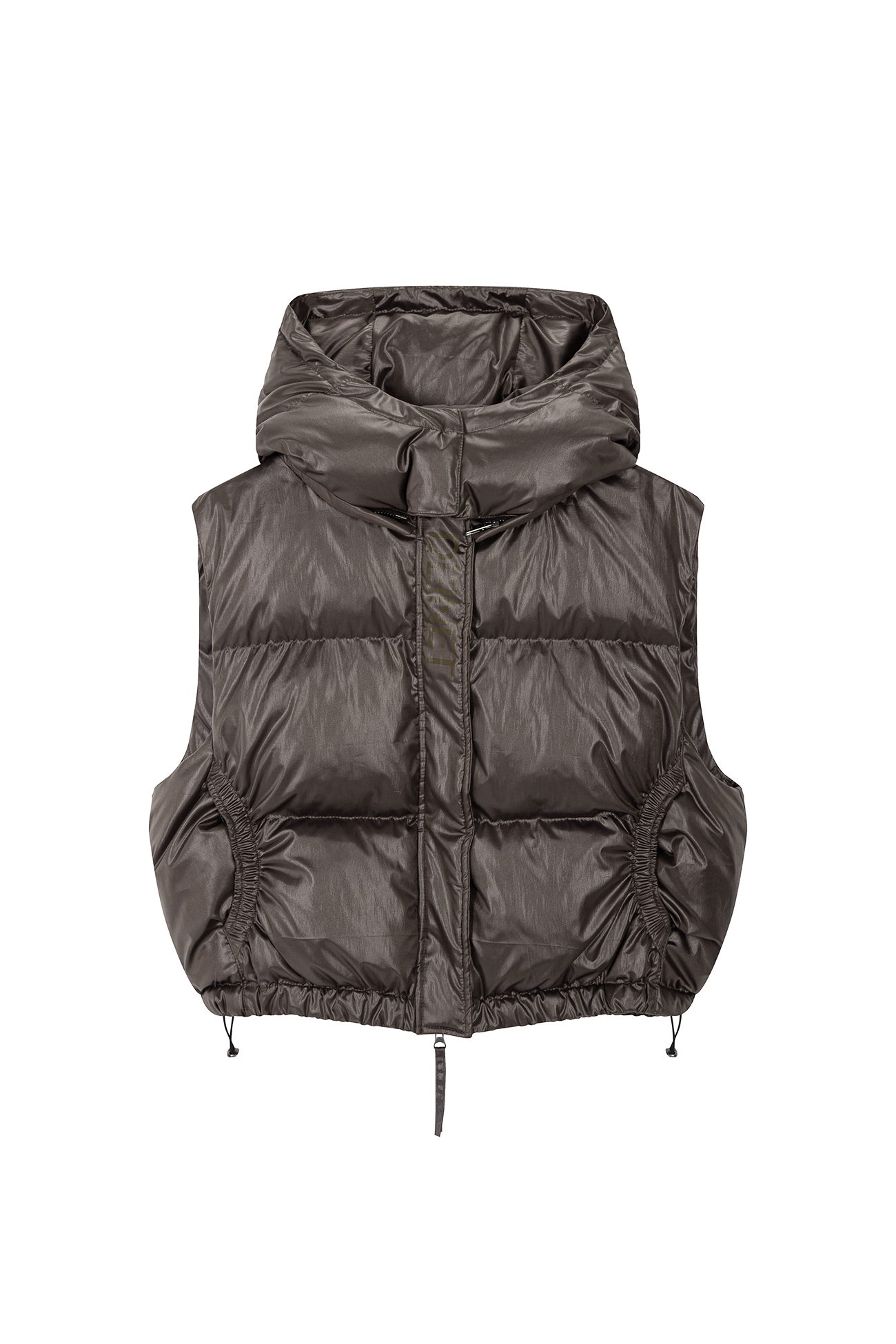 GLOSSY PADDING VEST IN BROWN | DEINET