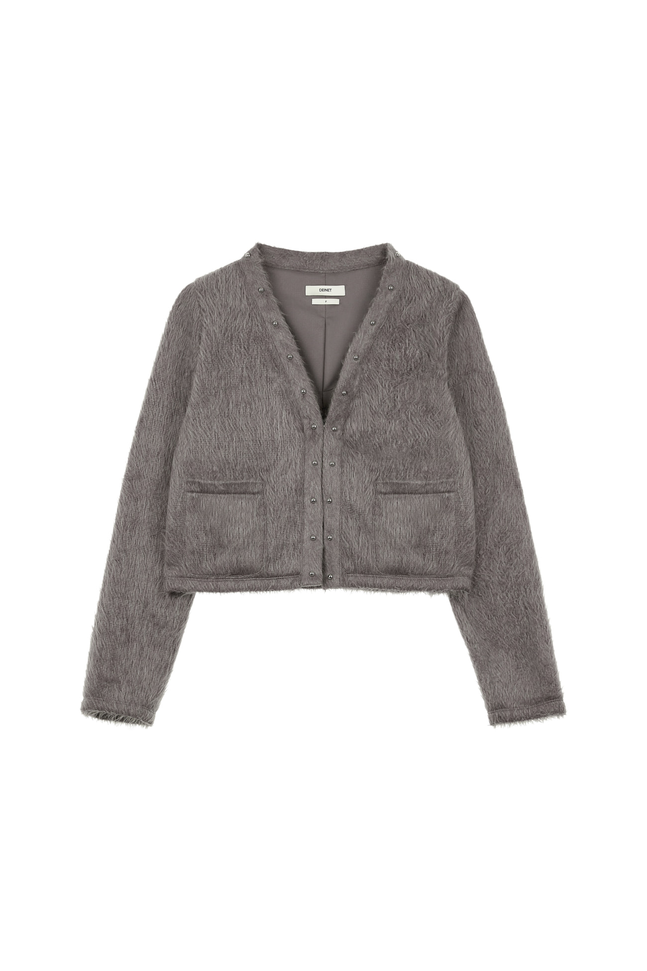 STUD LINE POINT CARDIGAN IN ASH BROWN | DEINET