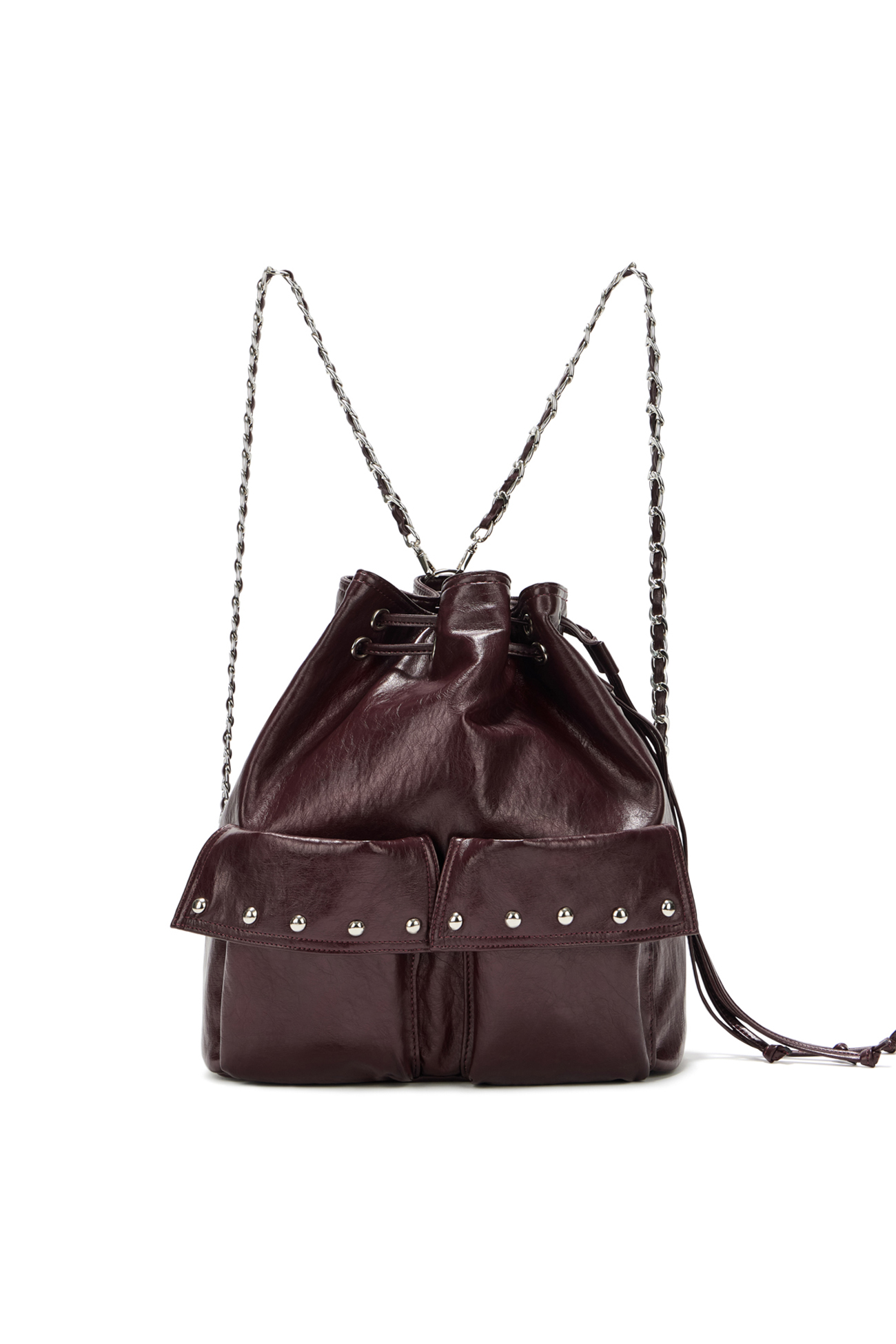 DEINET 5-WAY STUD POCKET MULTI BAG IN BURGUNDY - DEINET
