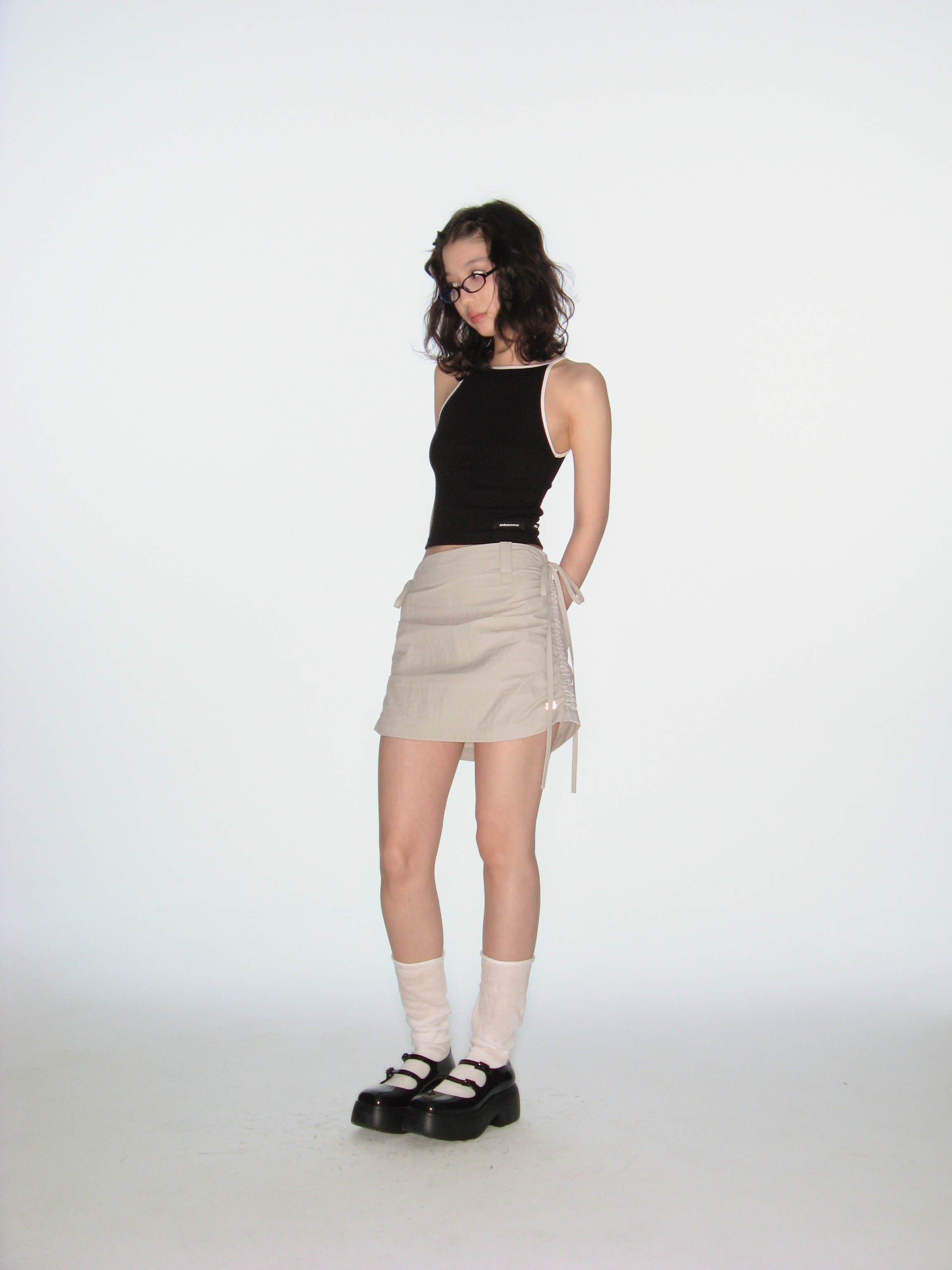 String Mini Skirt (Light Grey) - zeezeezee
