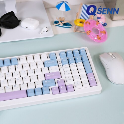 QSENN Q99 PBT 유무선 기계식 키보드 블루퍼플 - 하이무 바다소금 저소음 - 데스크테리어샵