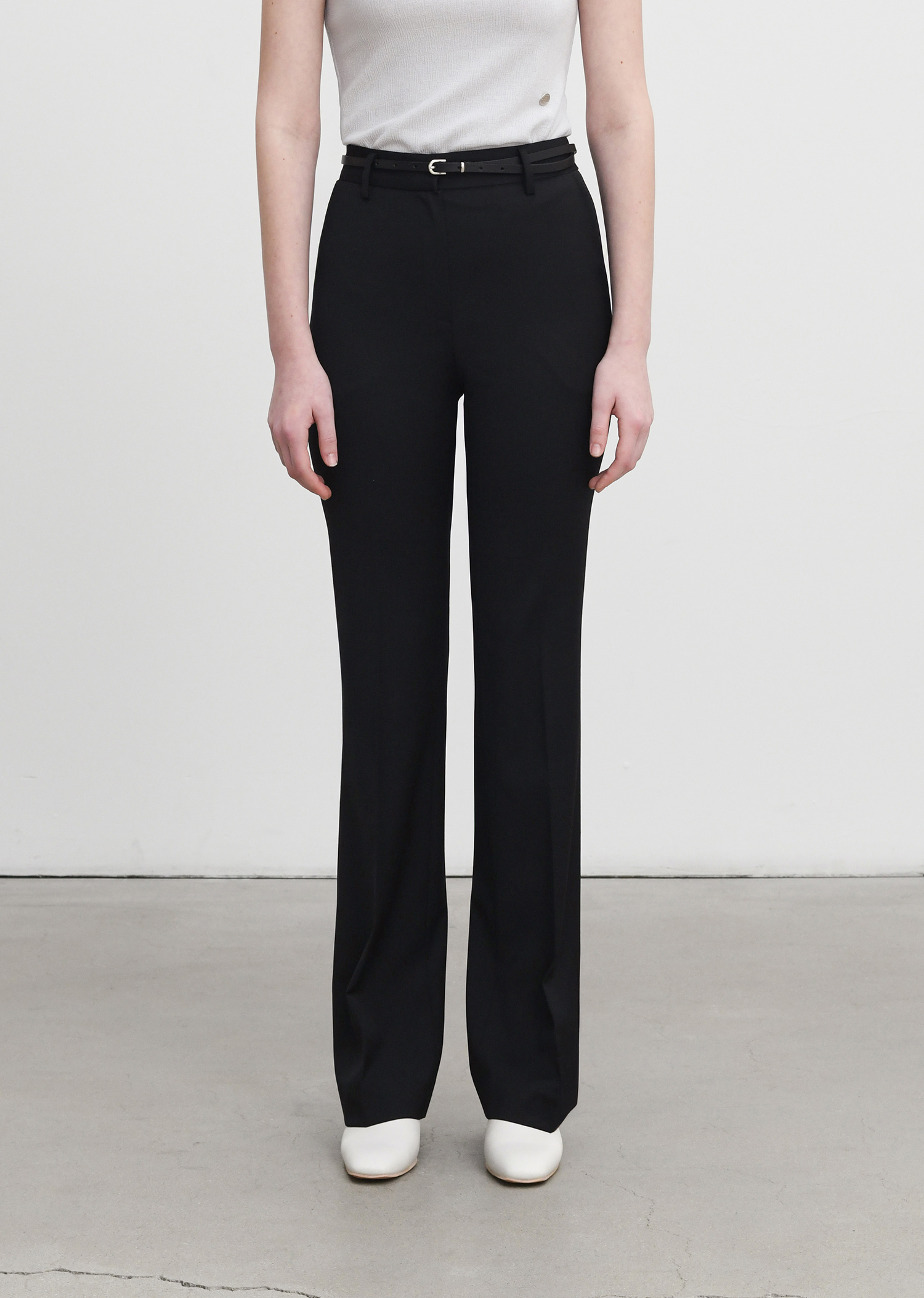 Wool Slim Flared Bootcut Slacks(Black) | EVOKE ERA
