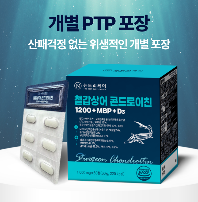 뉴트리케이 뮤코다당단백 철갑상어 연골 콘드로이친 1200 MBP + D3