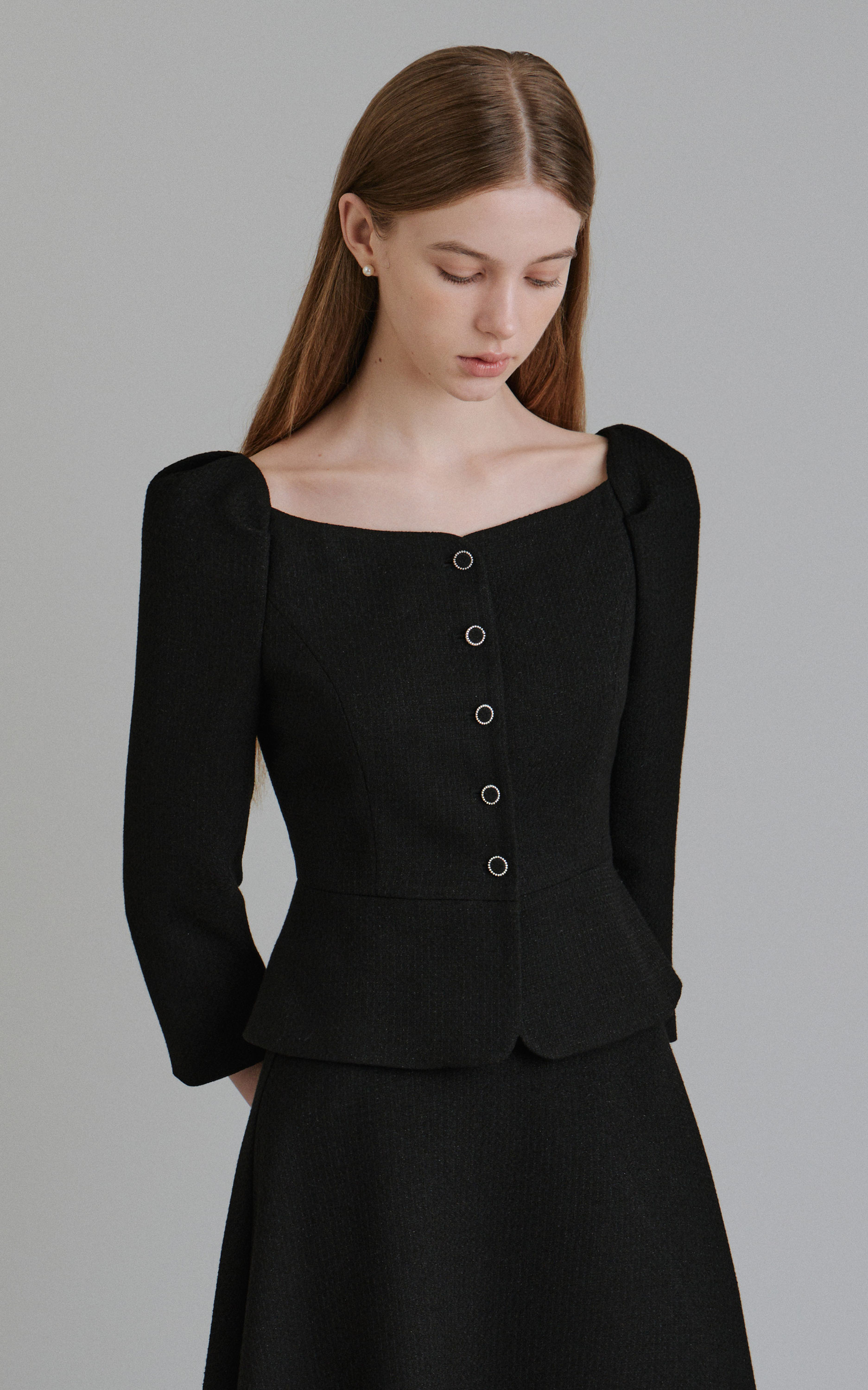 WELL PEPLUM JACKET_BLACK - TOWAV