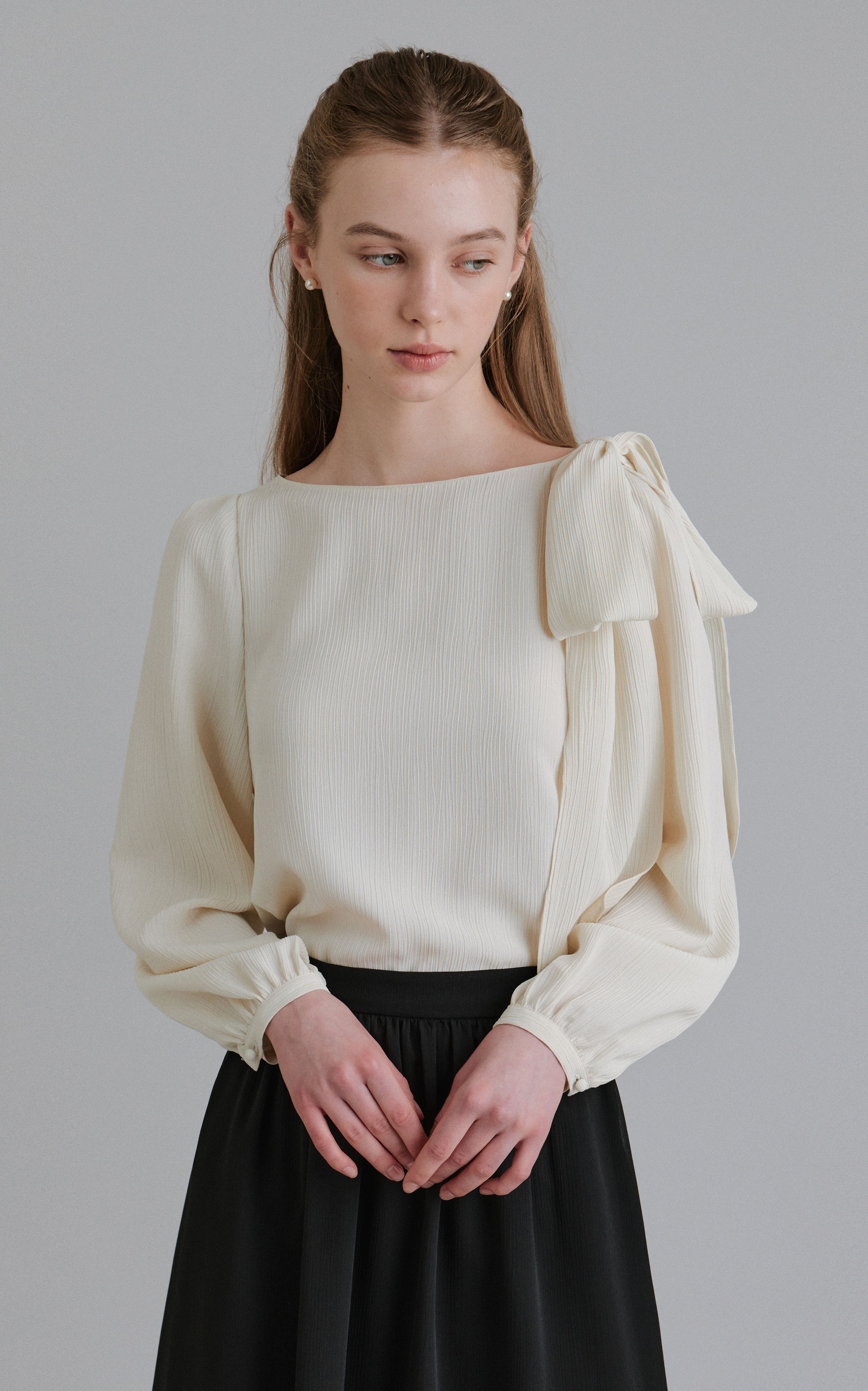 MUN TIE BLOUSE_CREAM | TOWAV