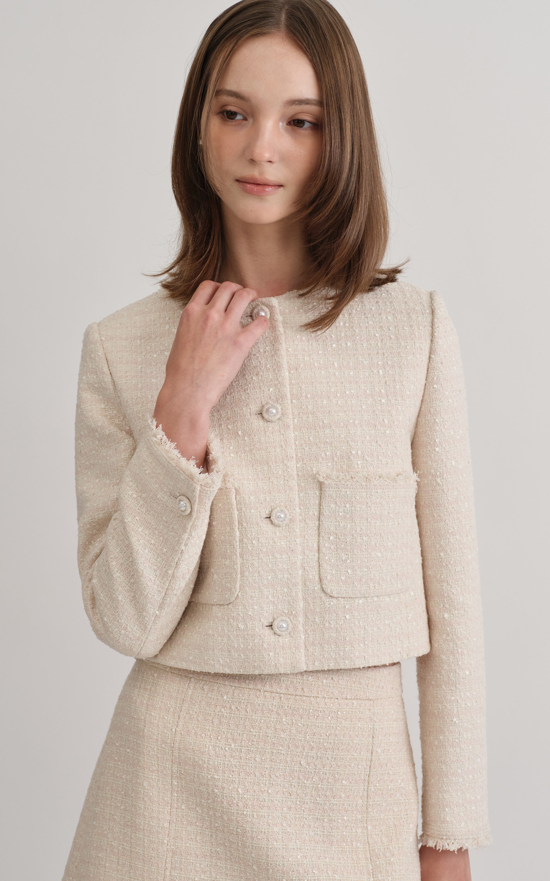 LEMAY TWEED JACKET_PALE PINK - TOWAV