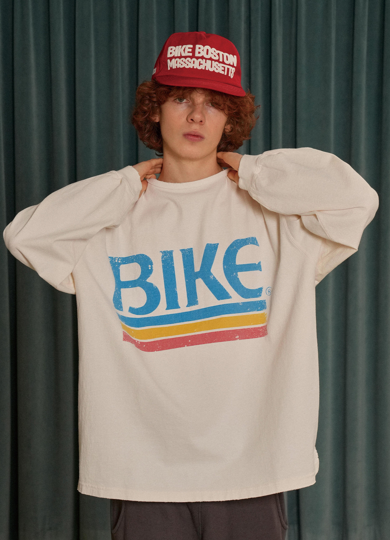 BASIC LOGO PIGMENT LONG SLEEVE _ IVORY - bike