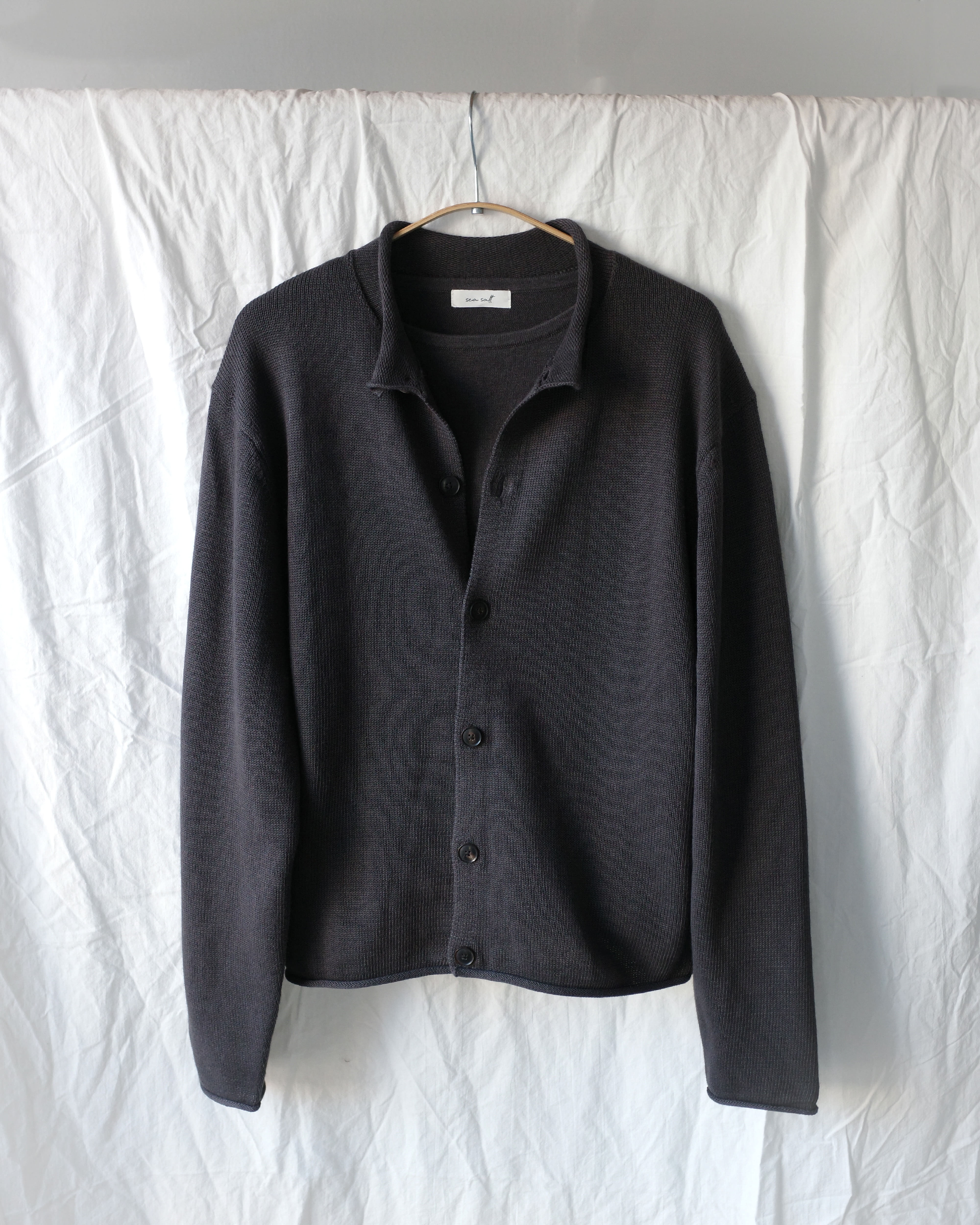 Loop hem cardigan (chacoal brown ) - 씨솔트