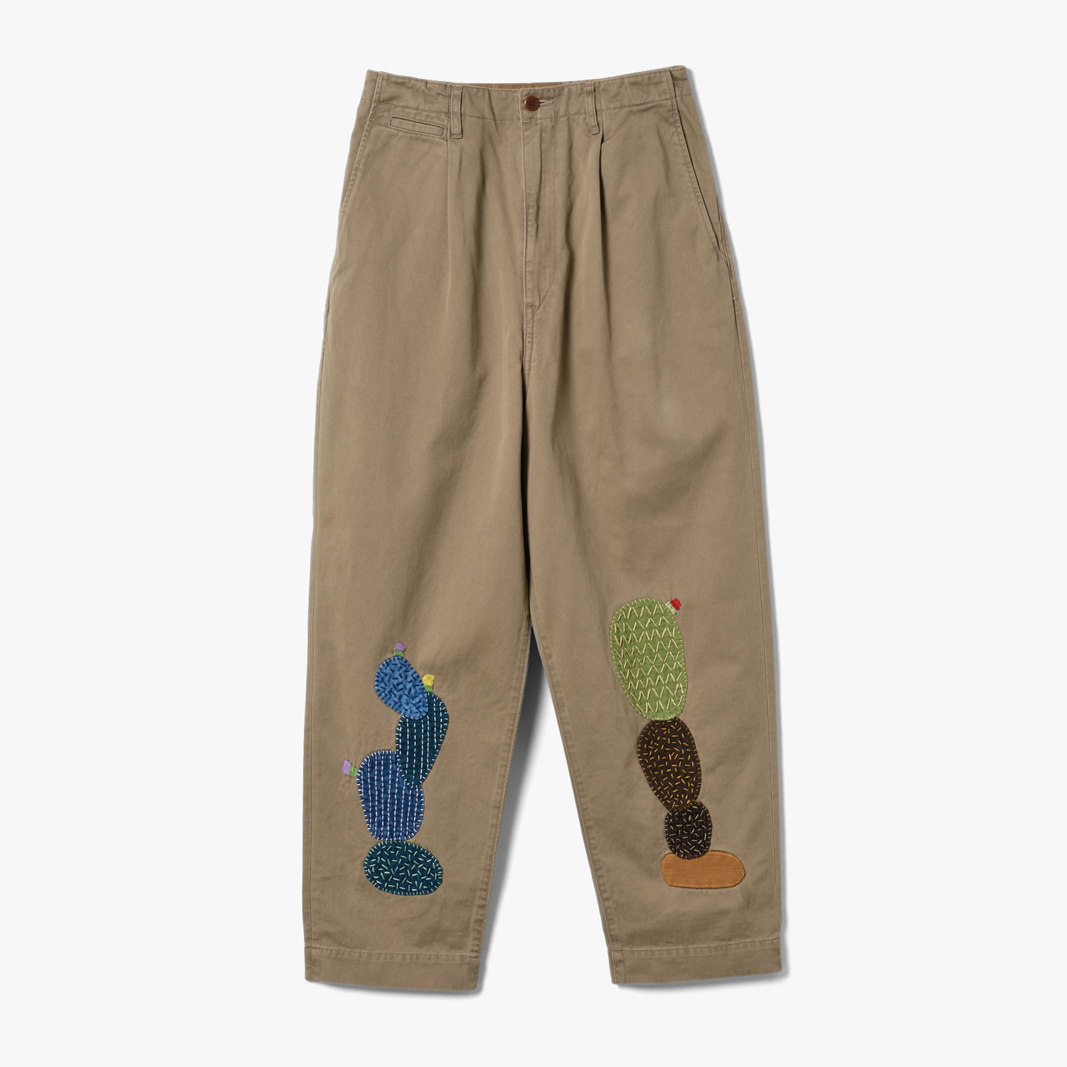 CHINO HIGH WAISTED NIME PANTS (CACTUS EMBROIDERY) BEIGE | 샌프란시스코마켓