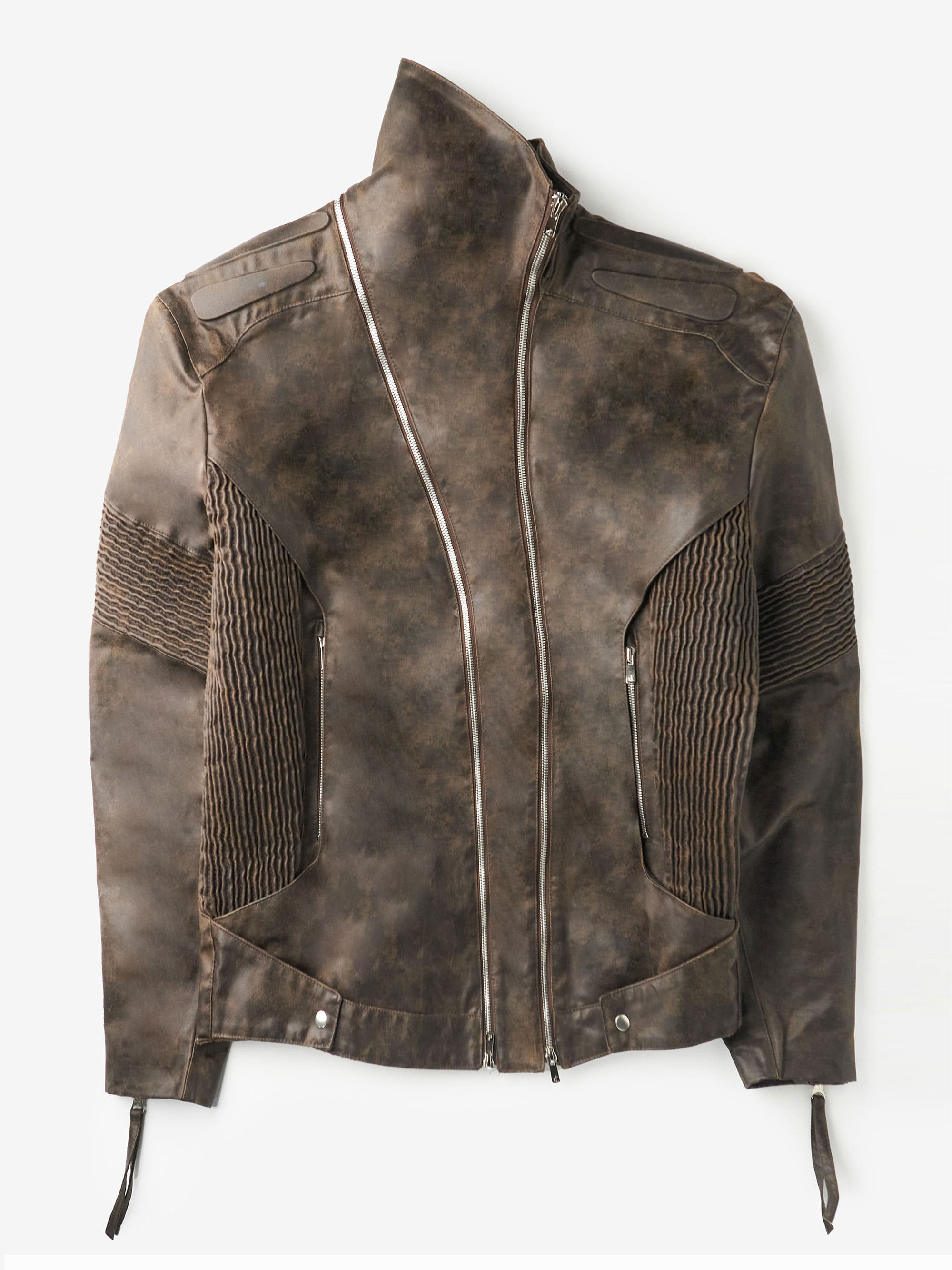 ASYMMETRICAL EMBOSSING LEATHER JACKET (40% off) | JUNTAE KIM