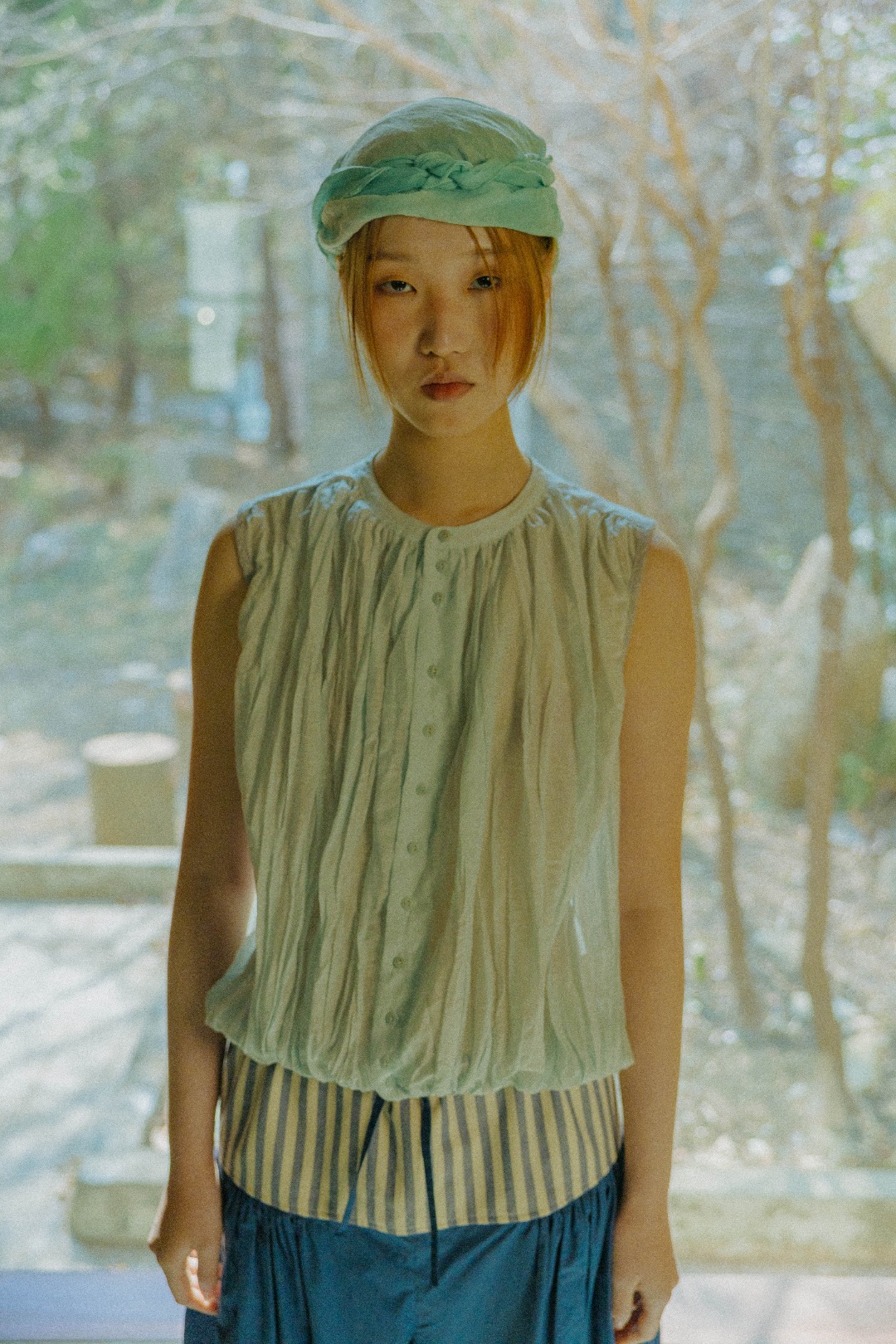 JAGORYU | Cotton Silk Wrinkled Sleeveless - Pastel Blue
