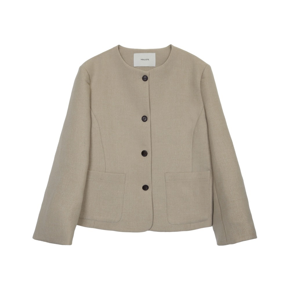 BERN COLLARLESS ROUND JACKET_BEIGE