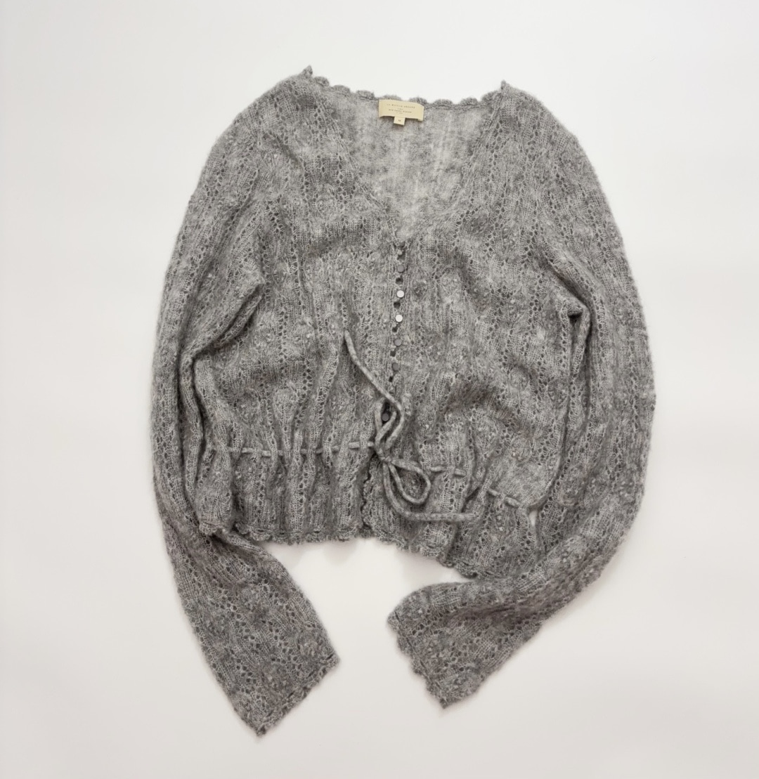 클라라오티티 | W lace Strap Mohair cardigan