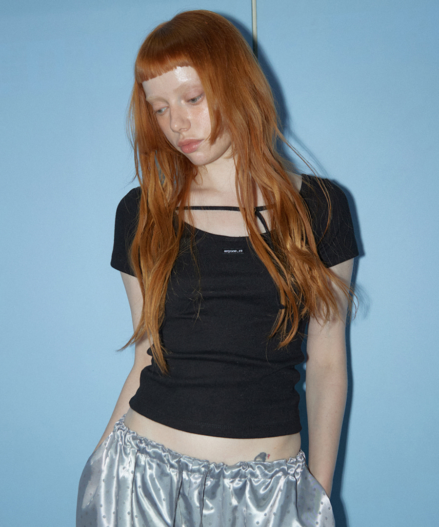 Back Point Boat Neck Half Tee Black - RENSE