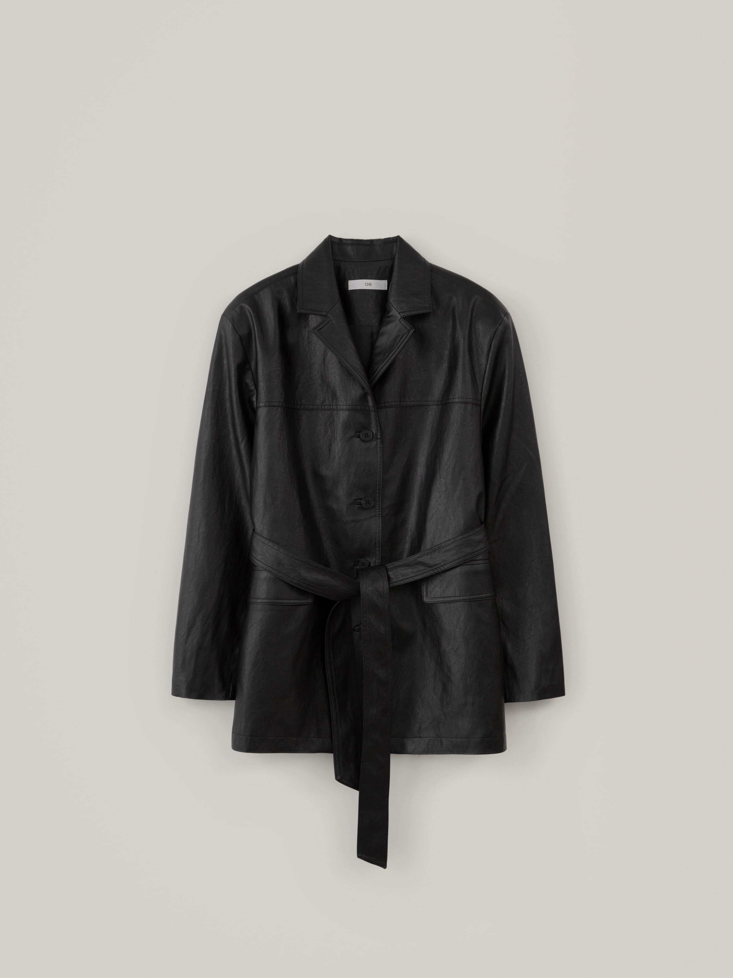 Half Leather Jacket - Black - CHE-SEOUL