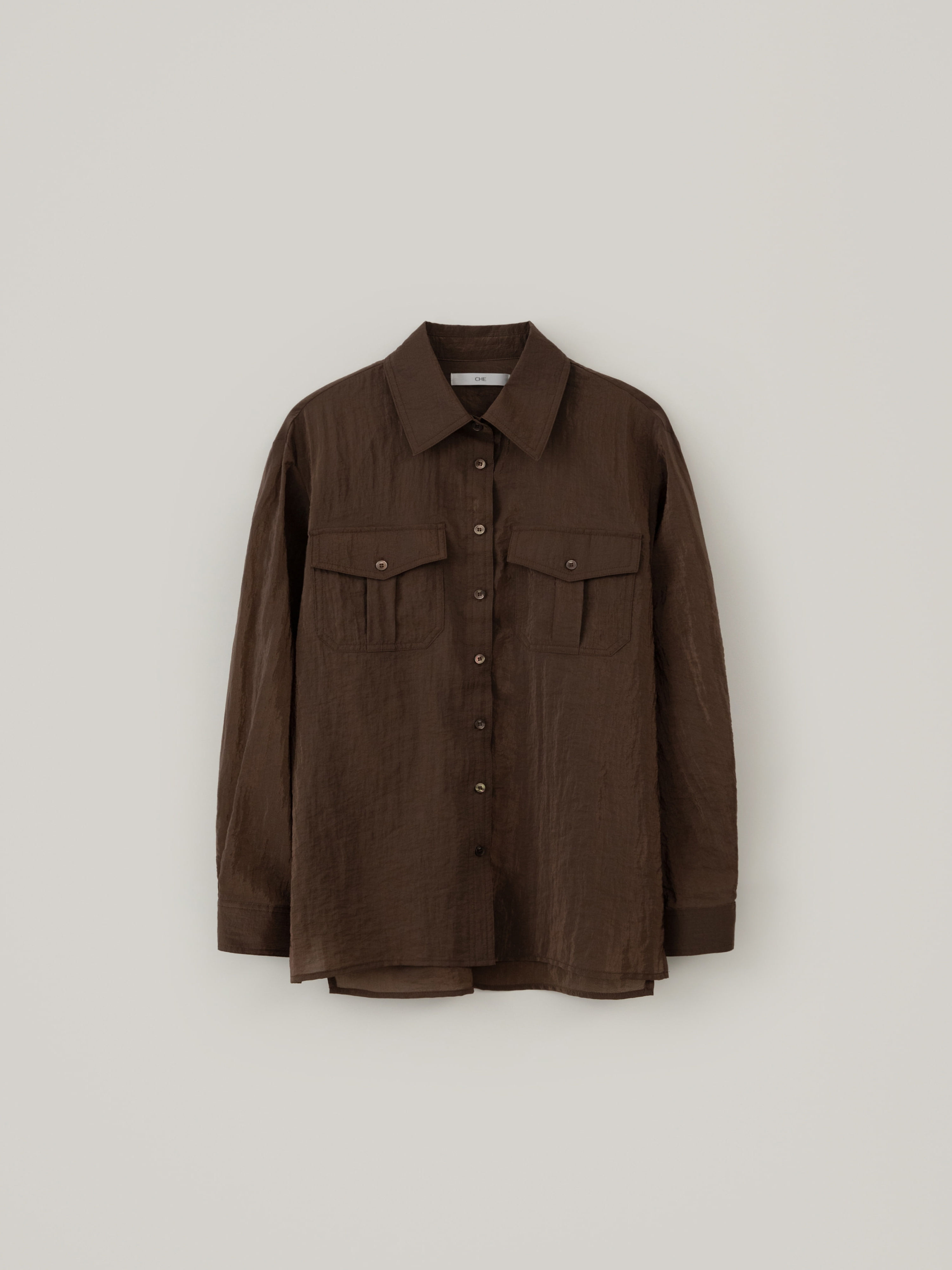 Pocket Sheer Shirt - Brown - CHE-SEOUL