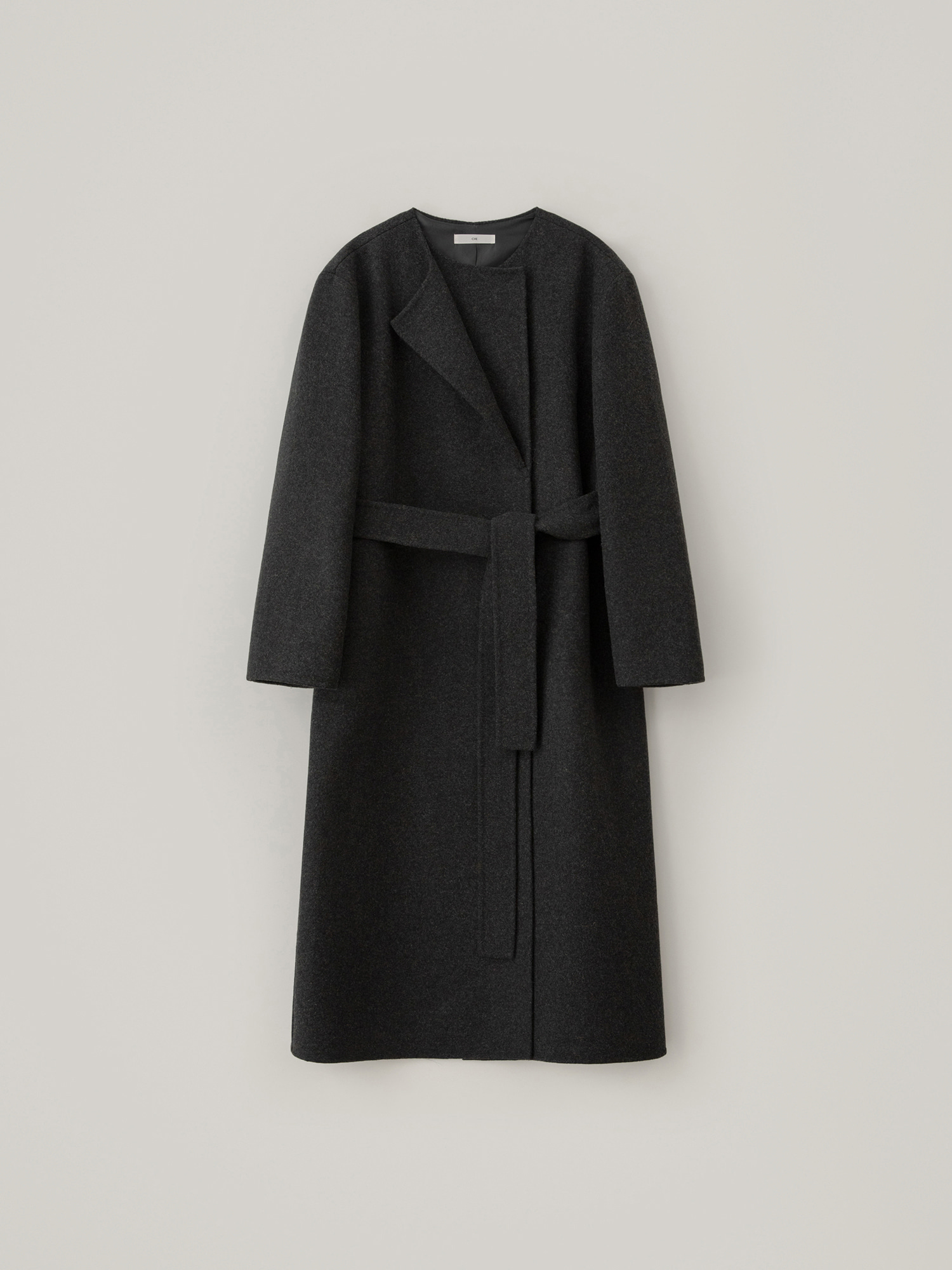 Wool Double Neck Handmade Coat - Charcoal | CHE-SEOUL
