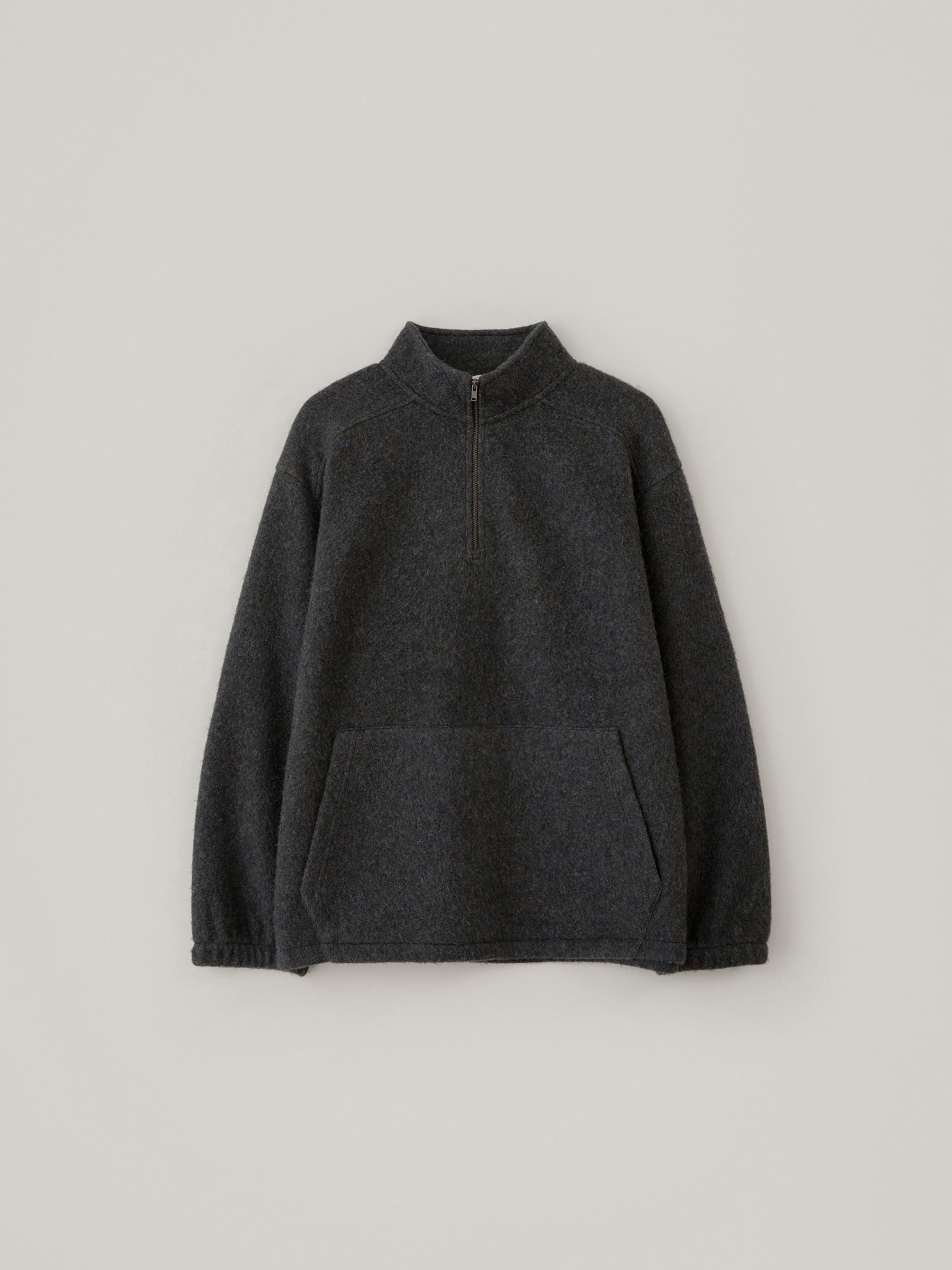 Wool Half Zip-Up Sweatshirt - Charcoal - CHE-SEOUL