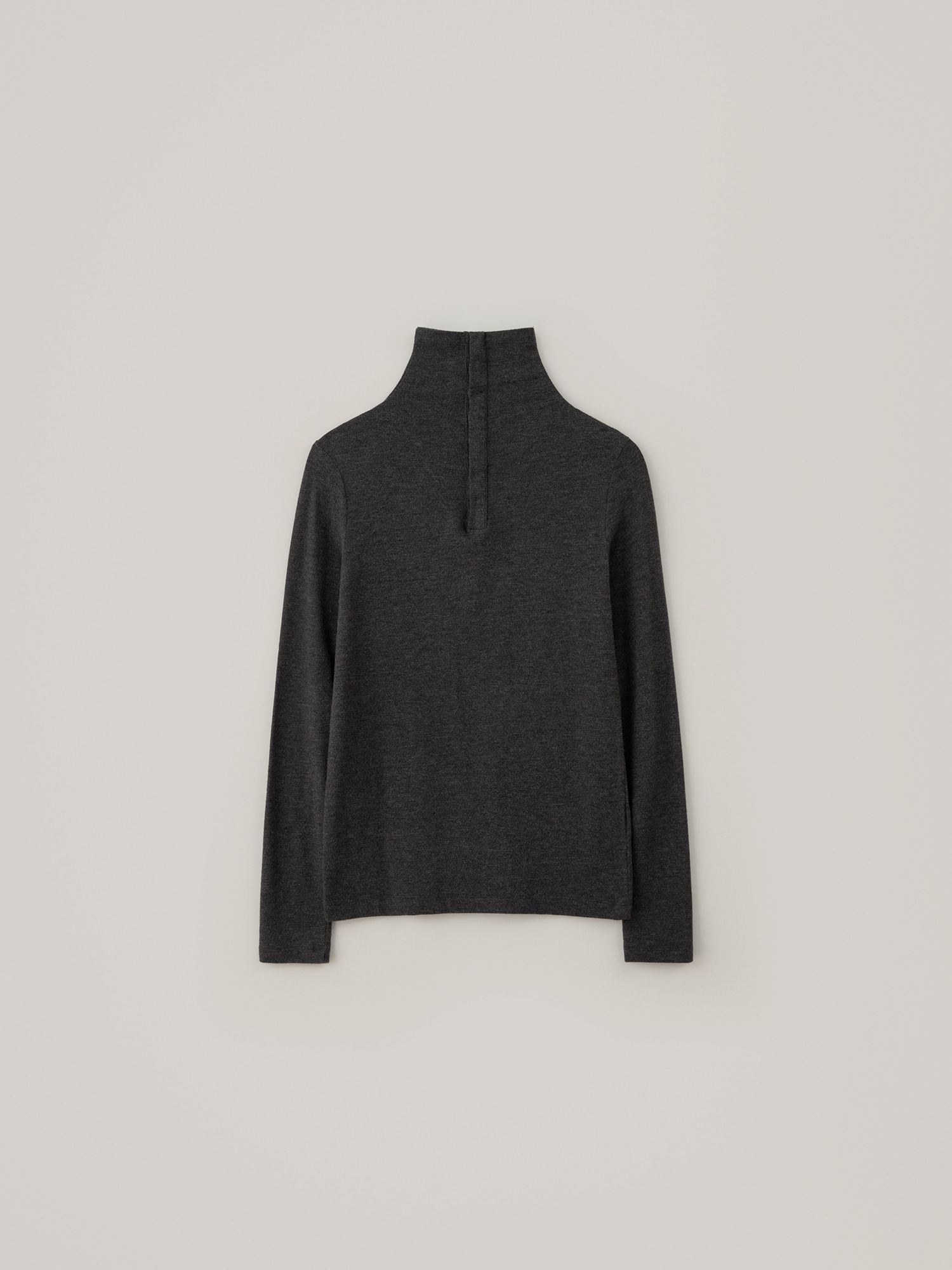 Two-Way Snap Turtleneck Top - Charcoal - CHE-SEOUL