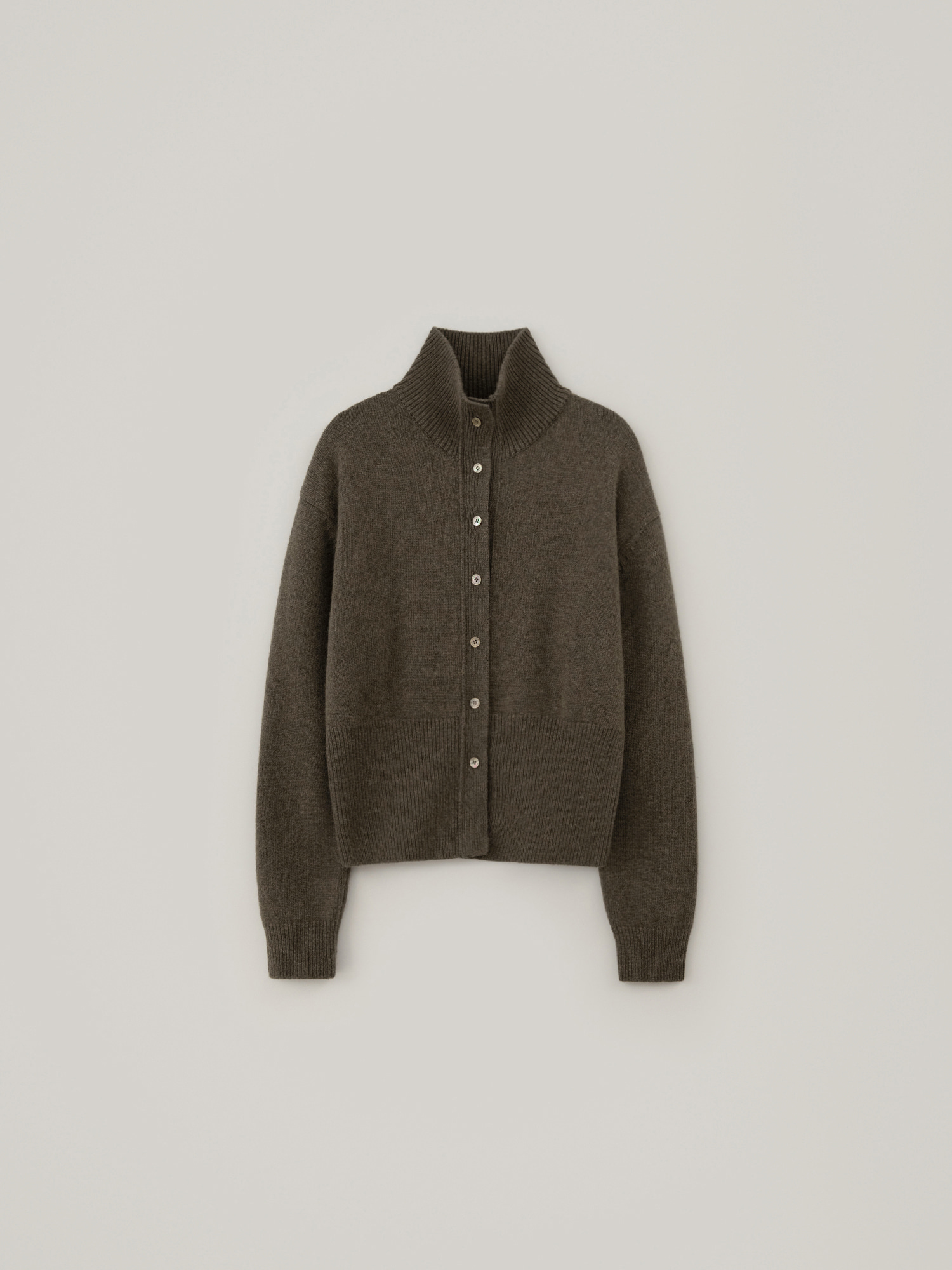 Das Wool High Neck Cardigan - Brown - CHE-SEOUL