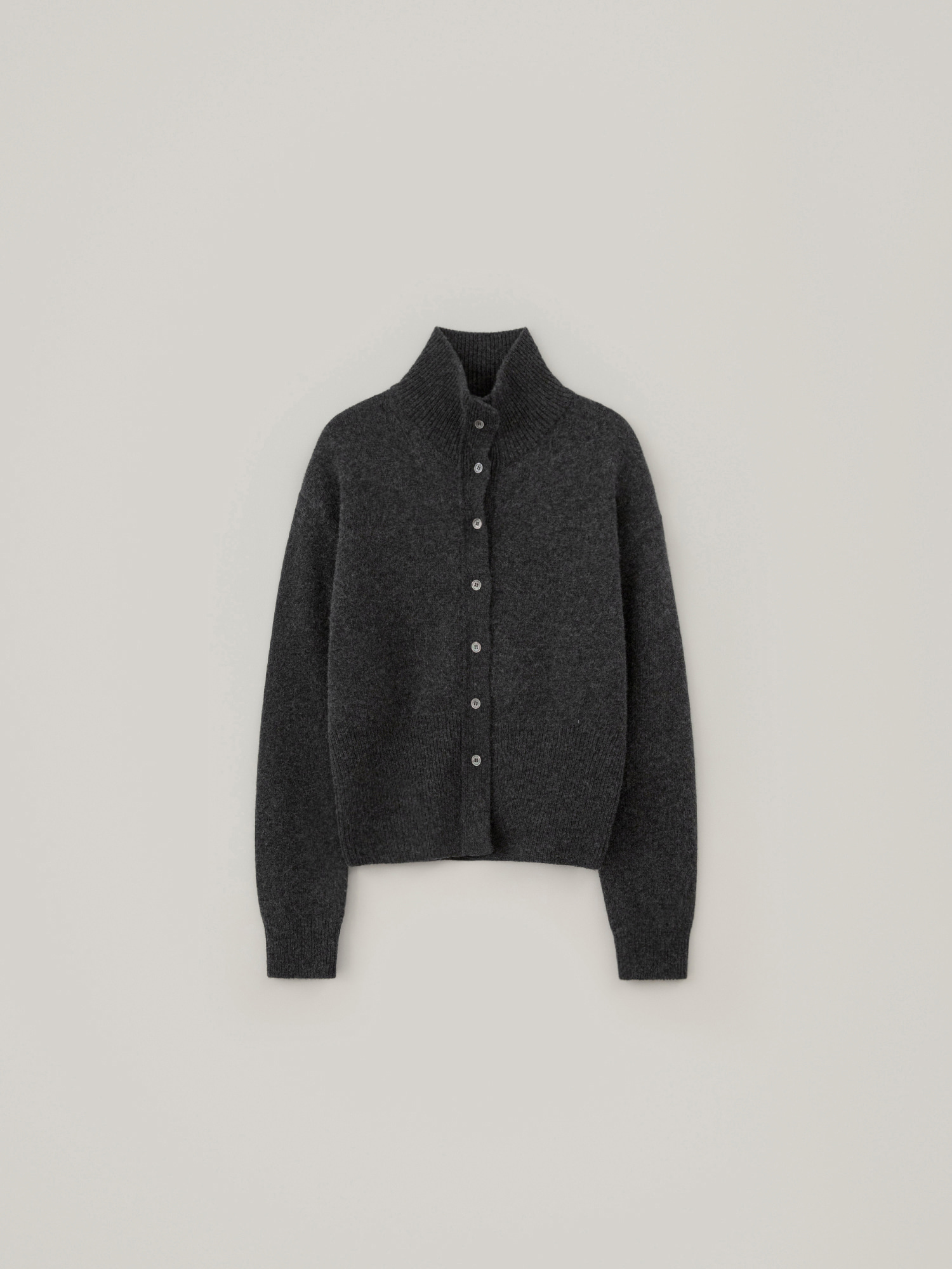 Das Wool High Neck Cardigan - Charcoal - CHE-SEOUL