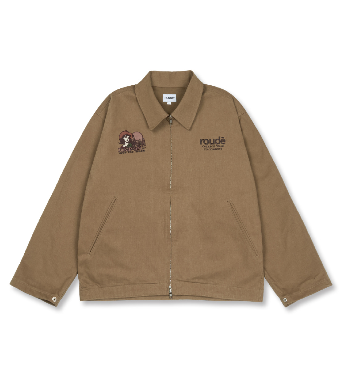 Cowboy Embroidered Work Jacket_Peanut - ROWDY | 라우디