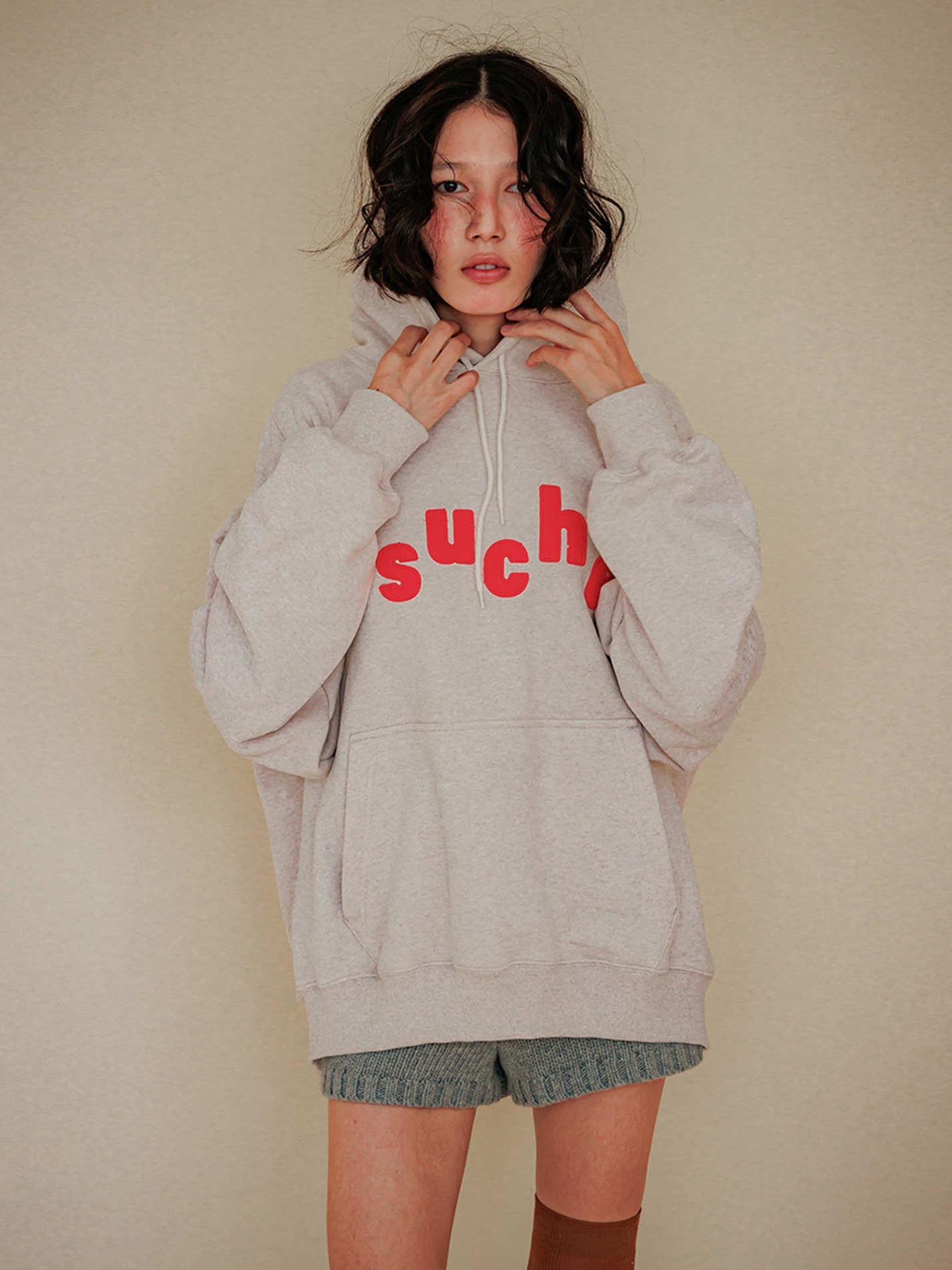 LOGO OVERFIT HODDIE - MELANGE CREAM | PSUCHE
